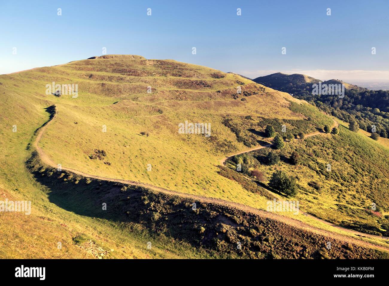 North over Iron Age fortifications of British Camp on top of ...