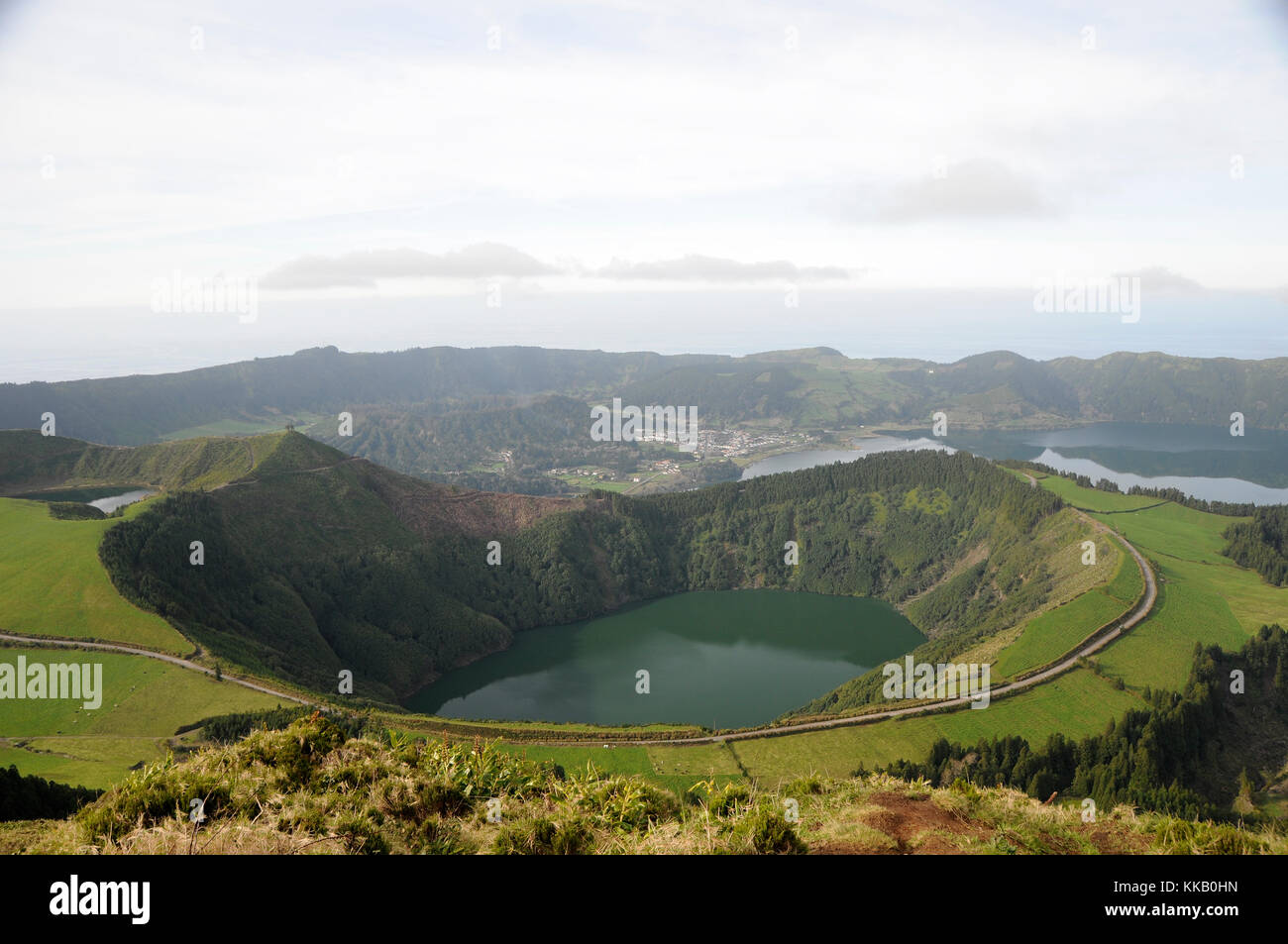 Santiago lake, formed in the crater from a dormant volcano, on Sao ...