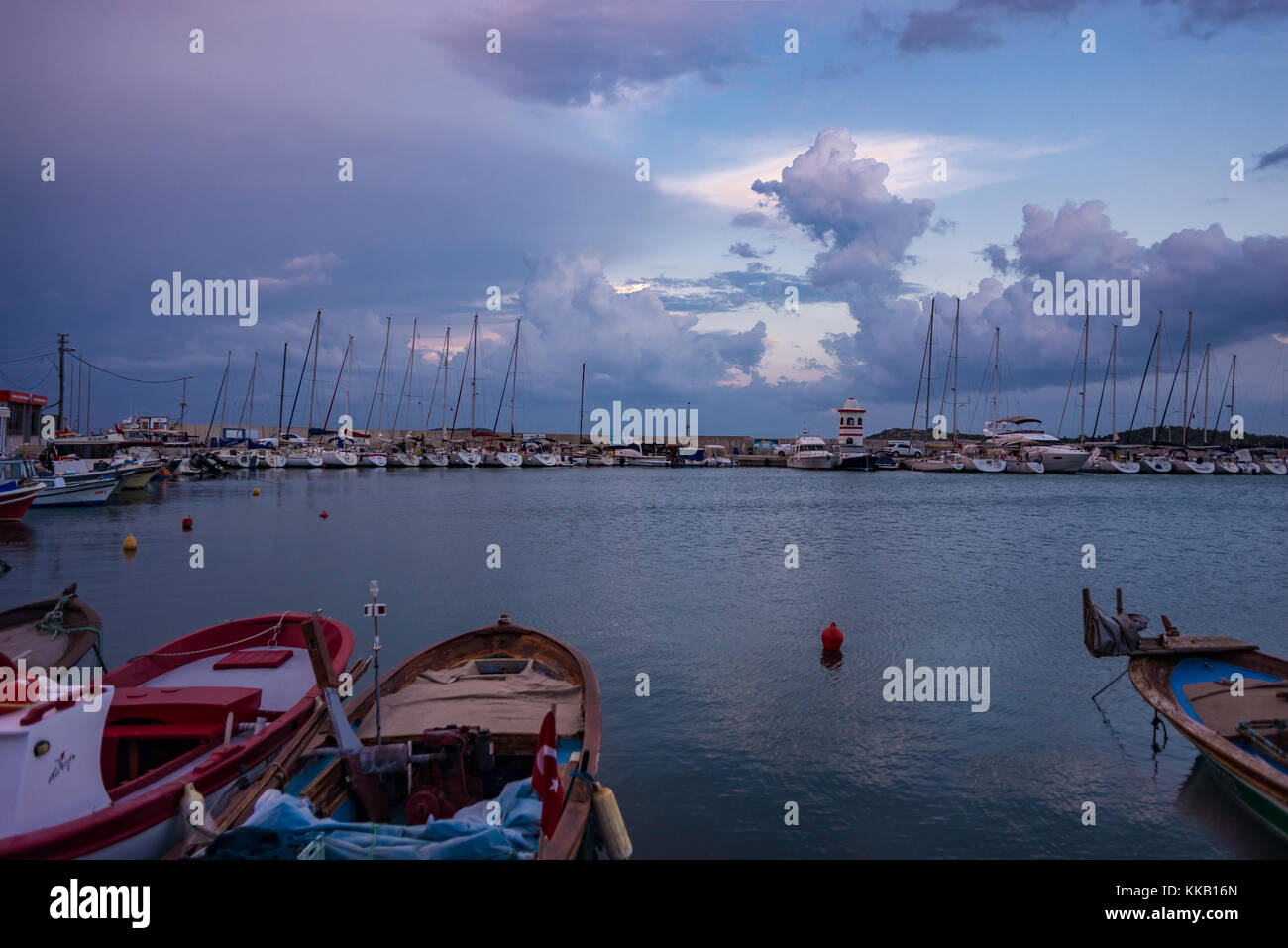 July 27, 2017 - Urla, Izmir province, Turkey: View at Iskele at night ...