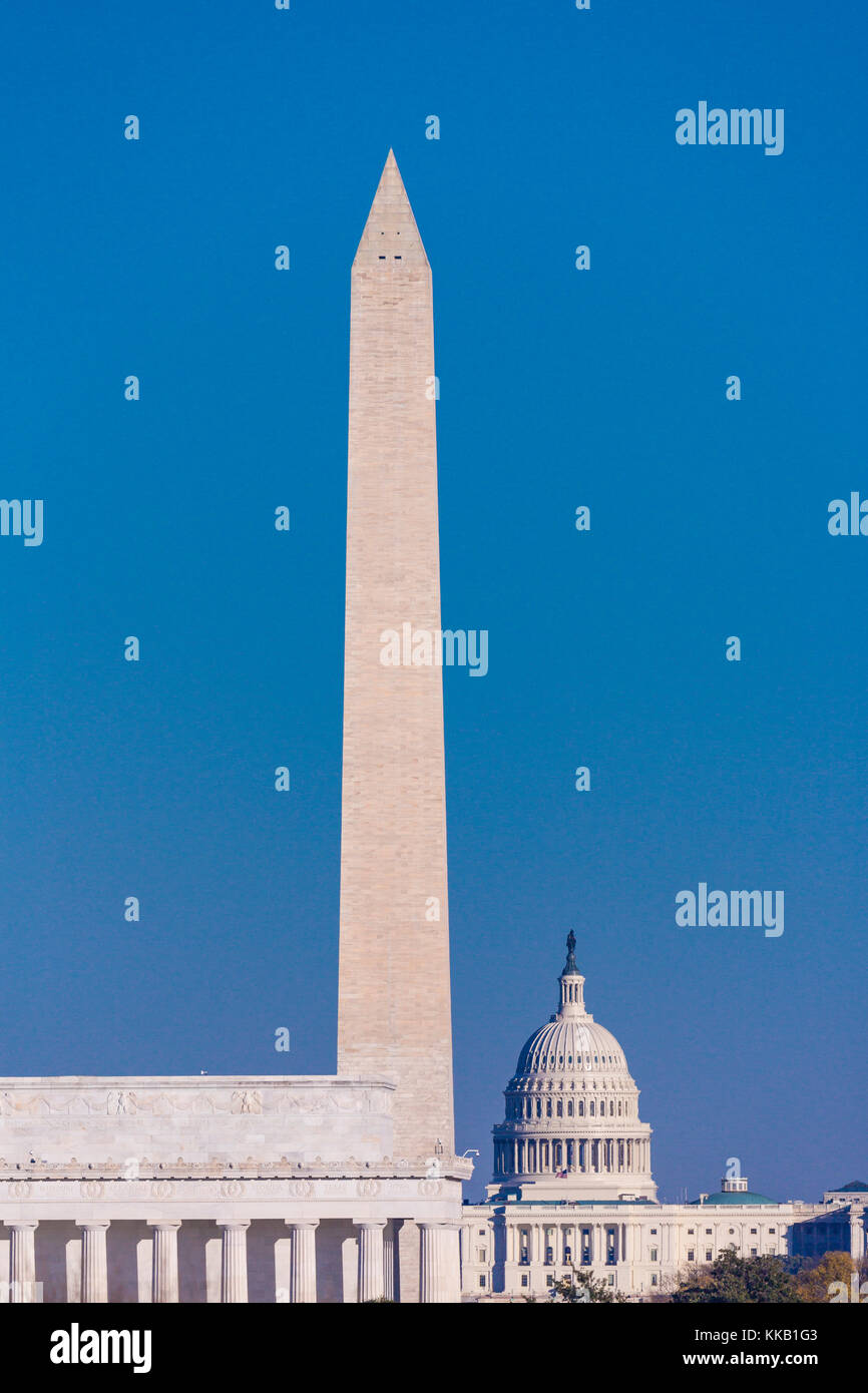 WASHINGTON, DC, USA - Lincoln Memorial, Washington Monument, U.S ...