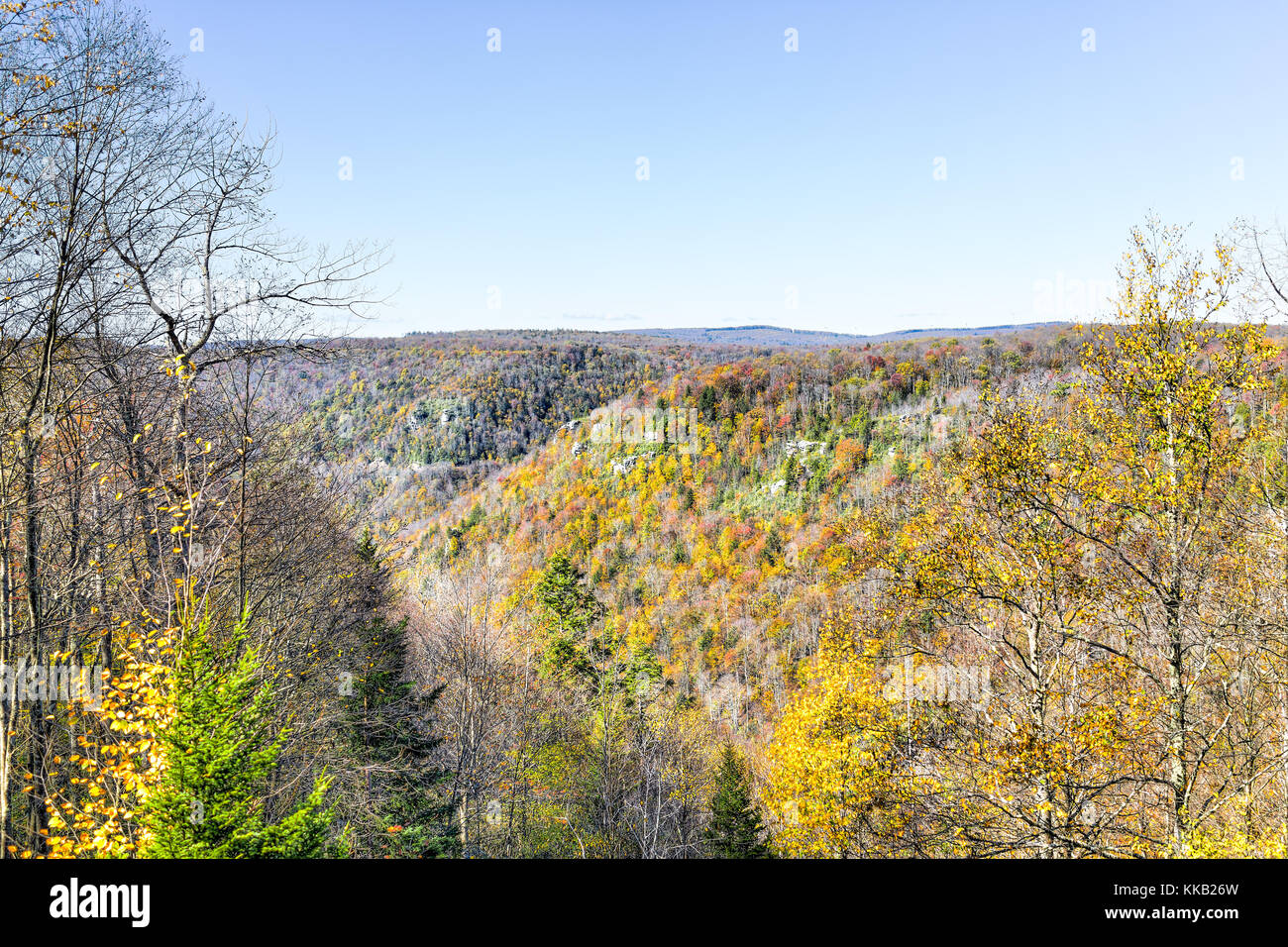 View of canaan valley mountains in Blackwater falls state park in West ...