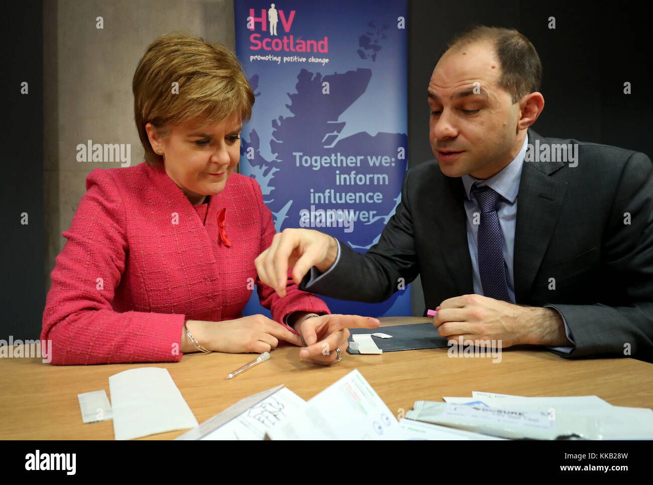 First Minister Nicola Sturgeon is given an HIV test by George Valiotis ...