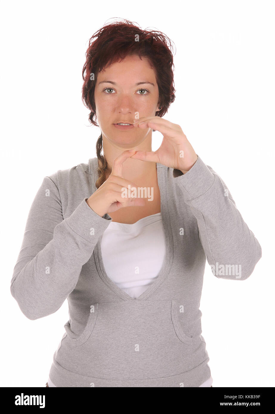 beauty young deaf person hand demonstrating, "S" in the alphabet of ...