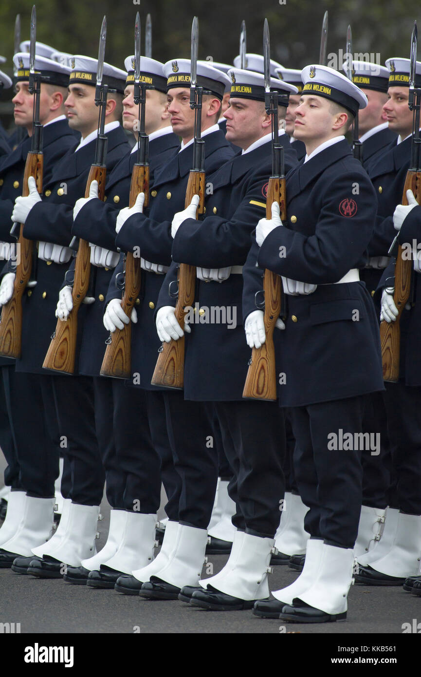 Polish Navy men during 99th anniversary of Polish Navy in Gdynia ...