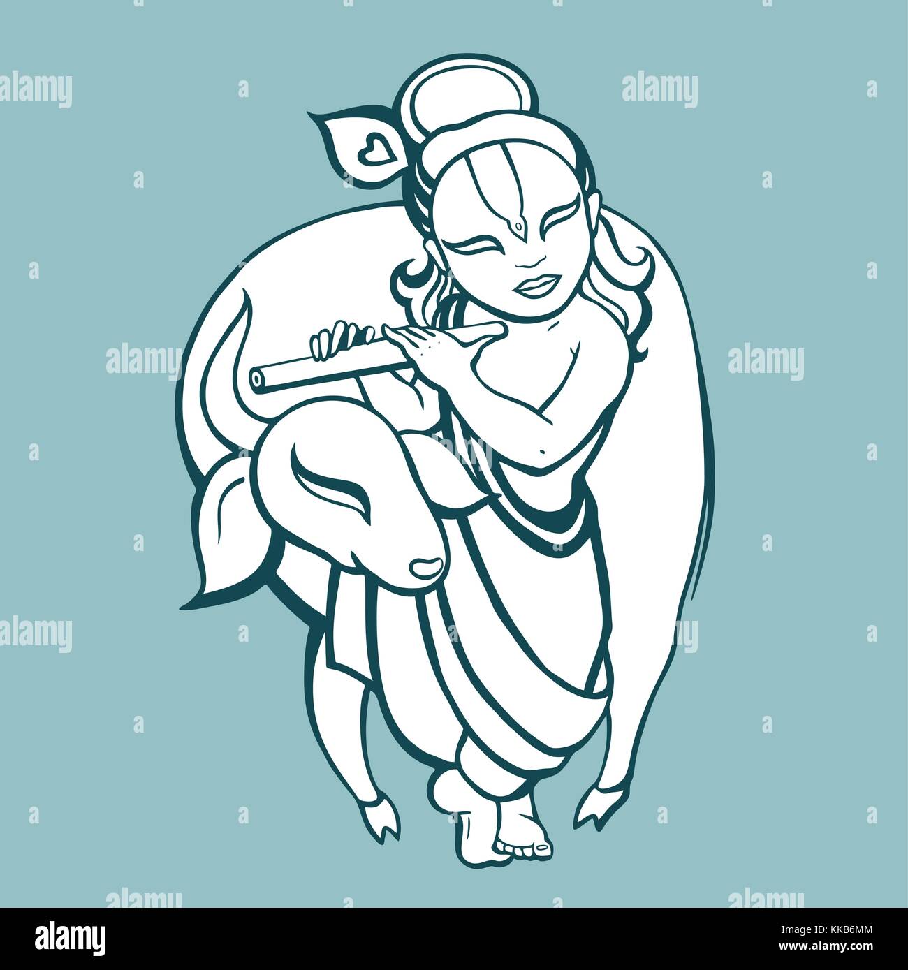 Hindu God Krishna. Vector hand drawn illustration Stock Vector Image ...
