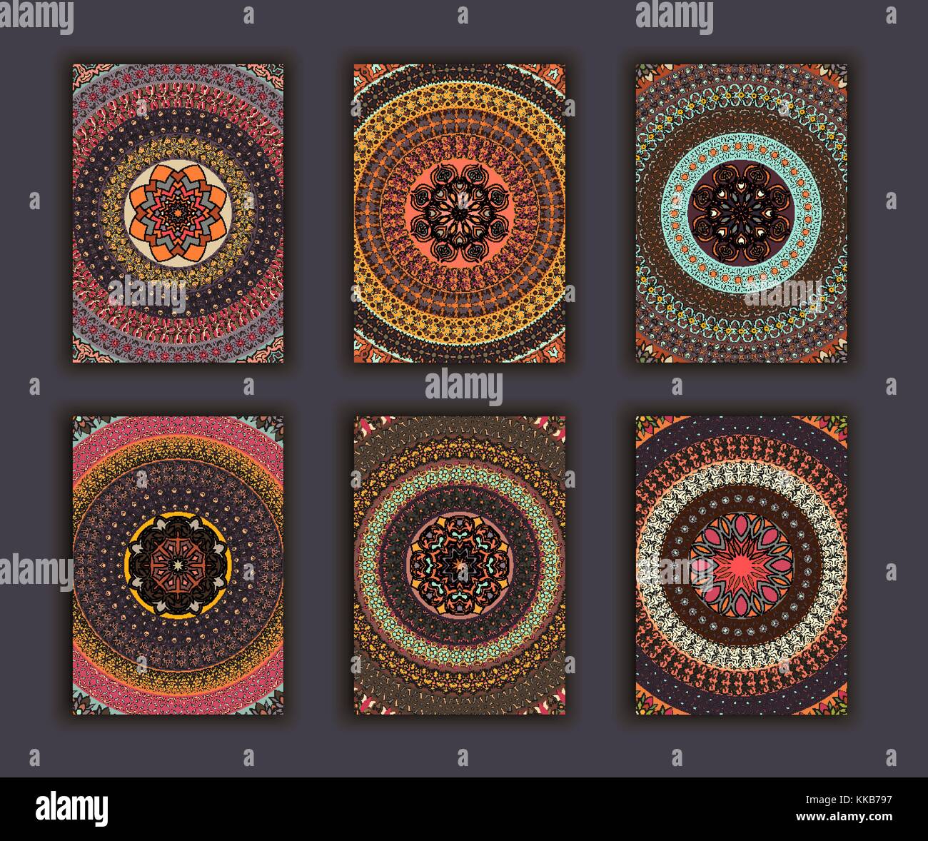 Collection retro cards. Ethnic backgrounds. Card of invitation. Vintage ...