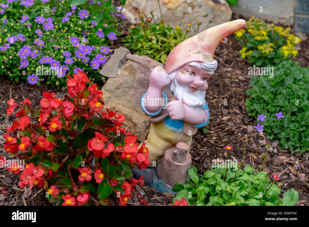 Faded garden dwarfs in a German front yard Stock Photo - Alamy