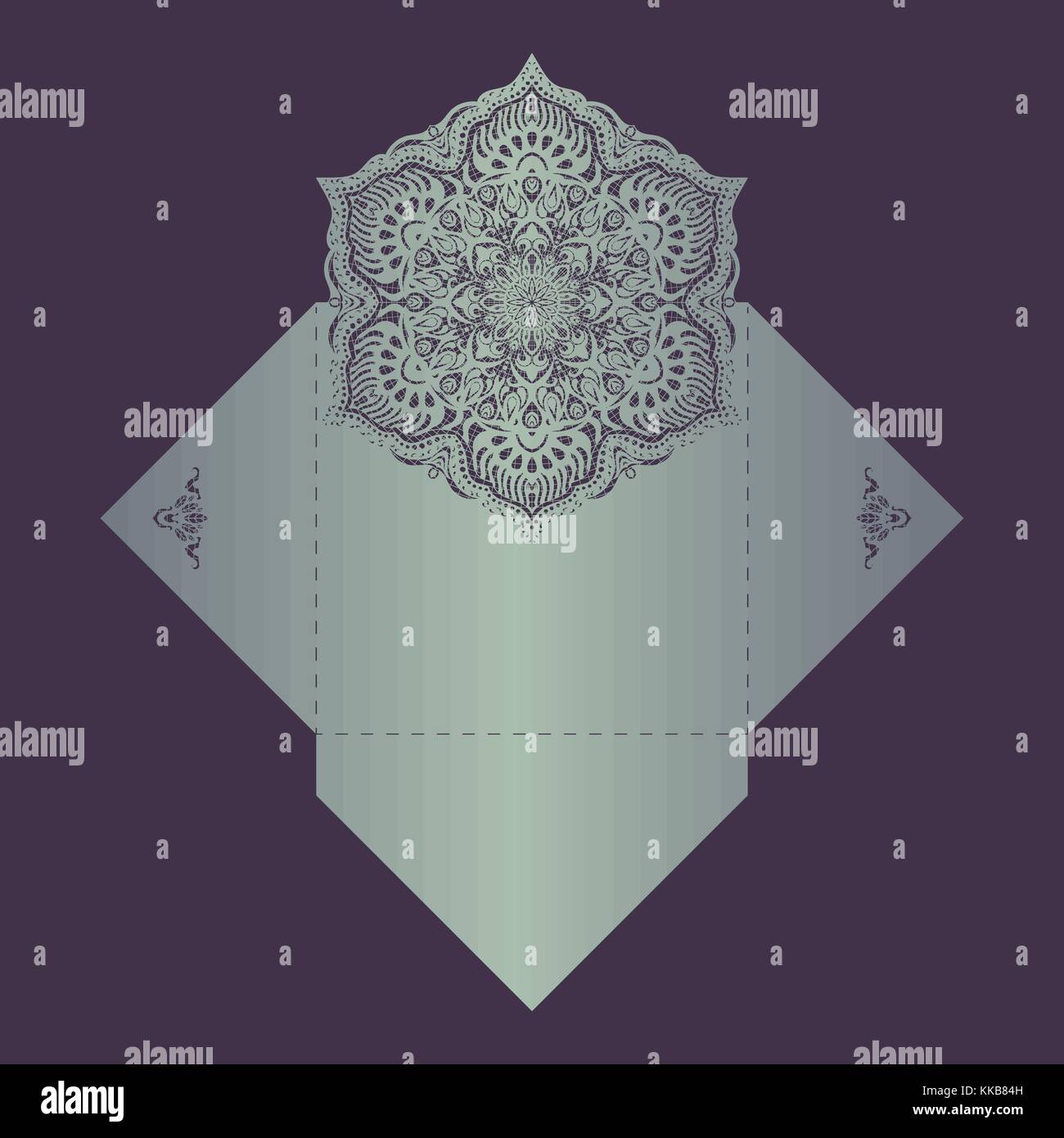 Paper lace envelope template, mock-up for laser cutting. Vector ...