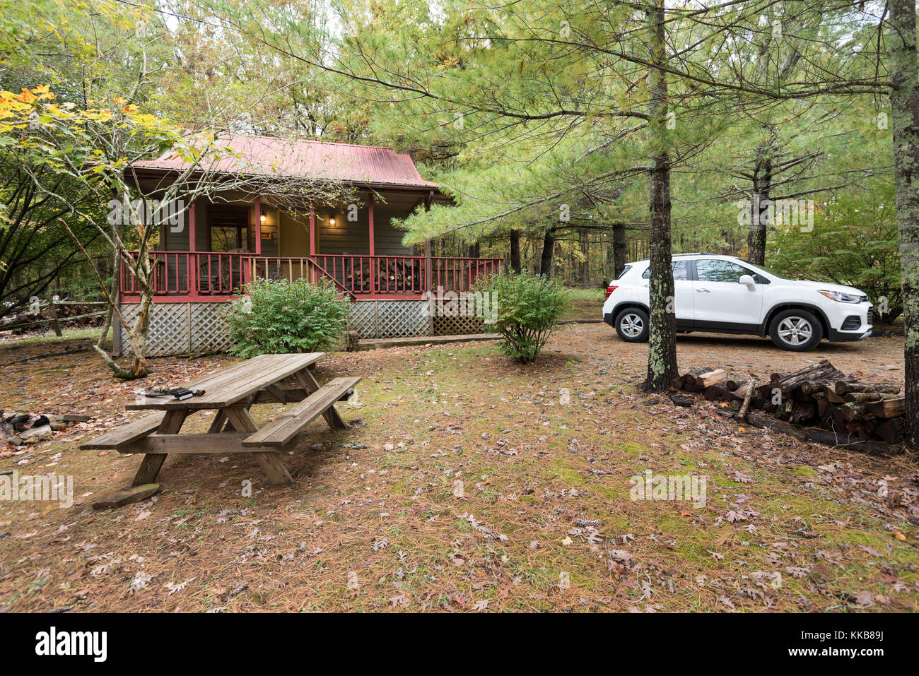 Holiday cabin in the woods Stock Photo - Alamy