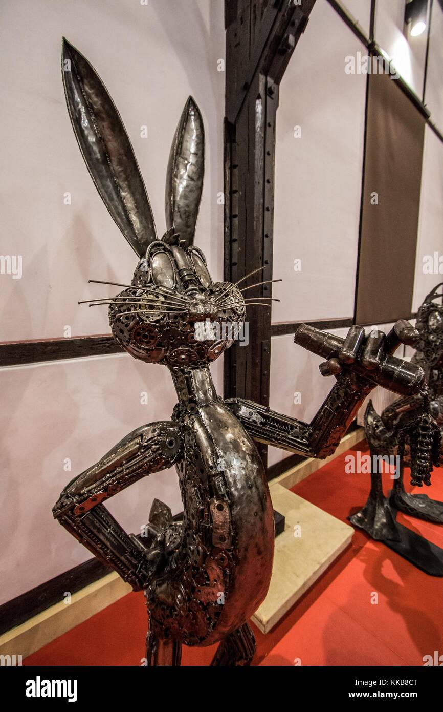 A steel sculptures are displayed at the exhibition of the 'Gallery of ...