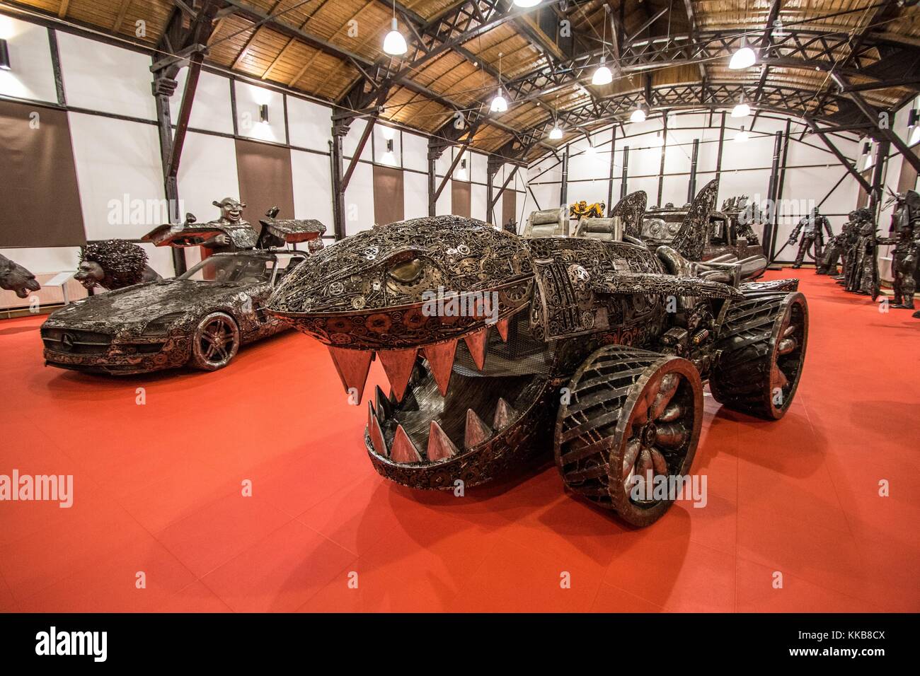 A steel sculptures are displayed at the exhibition of the 'Gallery of ...