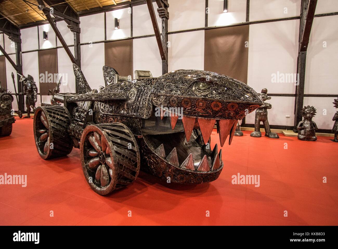 A steel sculptures are displayed at the exhibition of the 'Gallery of ...
