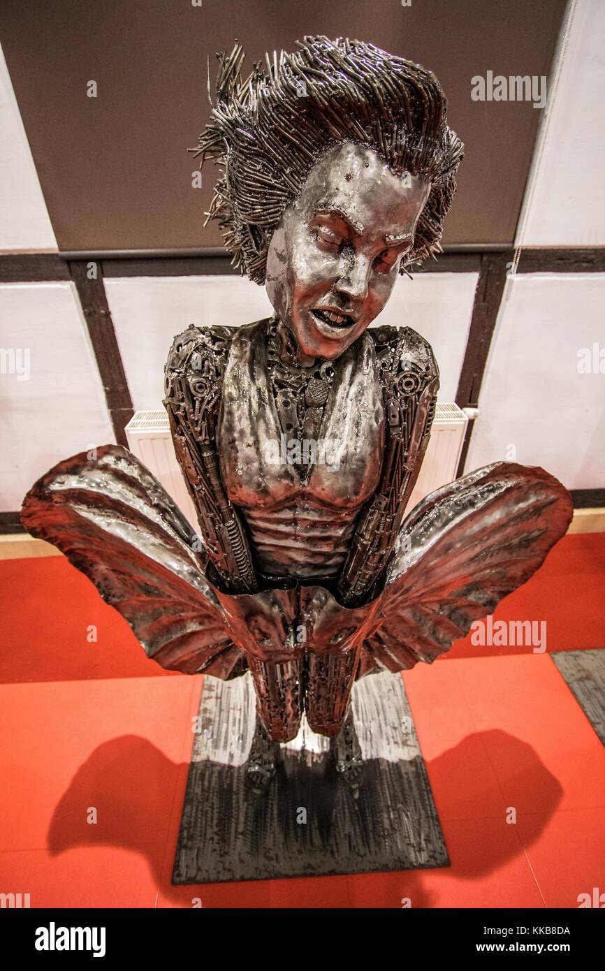 A steel sculptures are displayed at the exhibition of the 'Gallery of ...