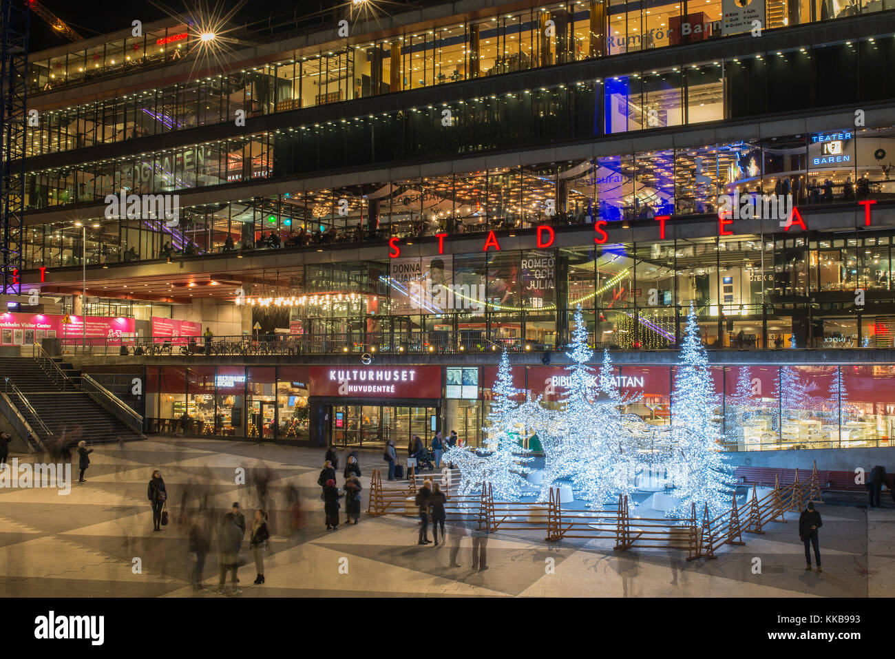 STOCKHOLM, SWEDEN - DECEMBER 9, 2016: Night view over Sergels Torg ...