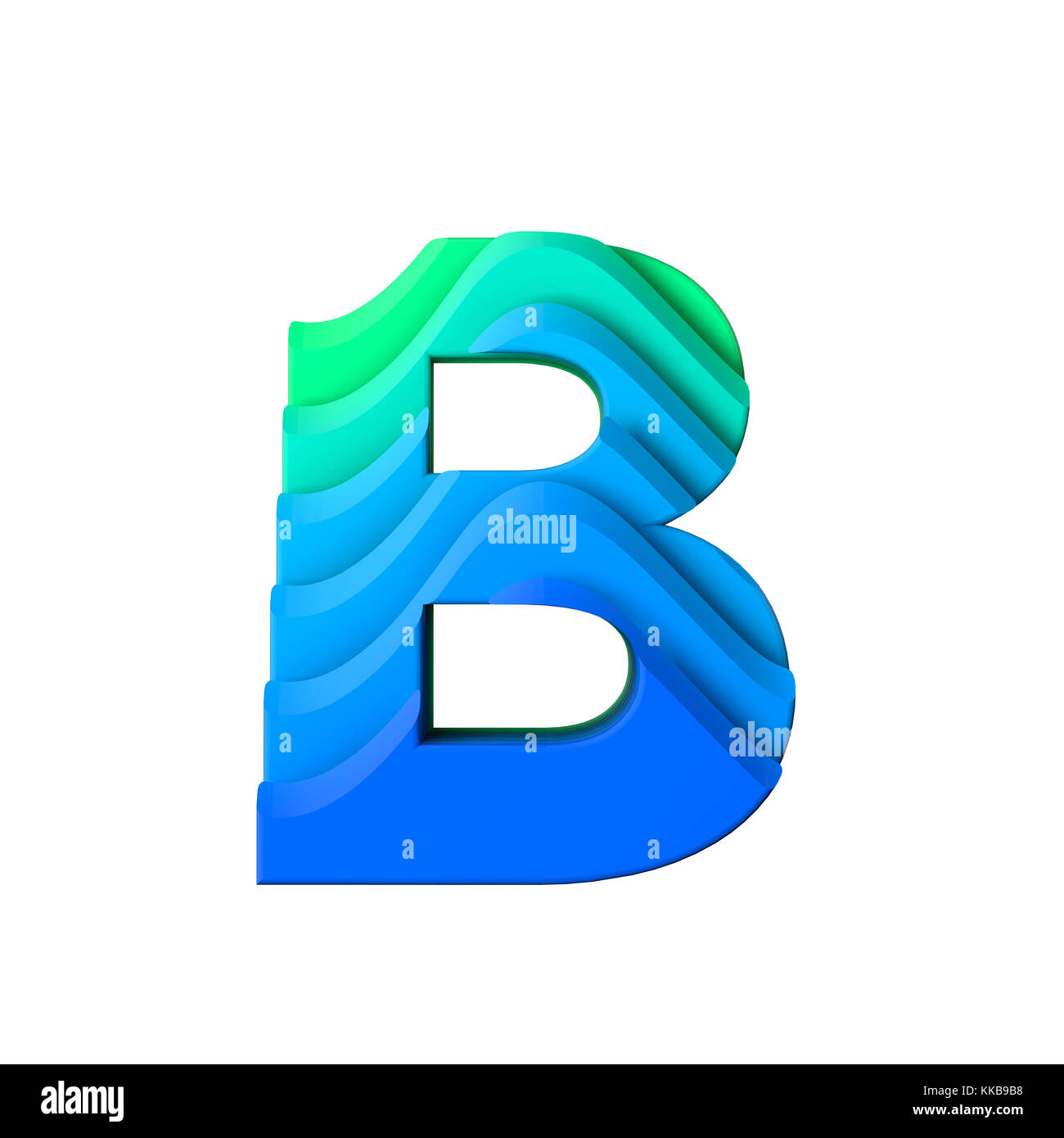 Letter B. Layered wave effect character type. 3D Rendering Stock Photo ...