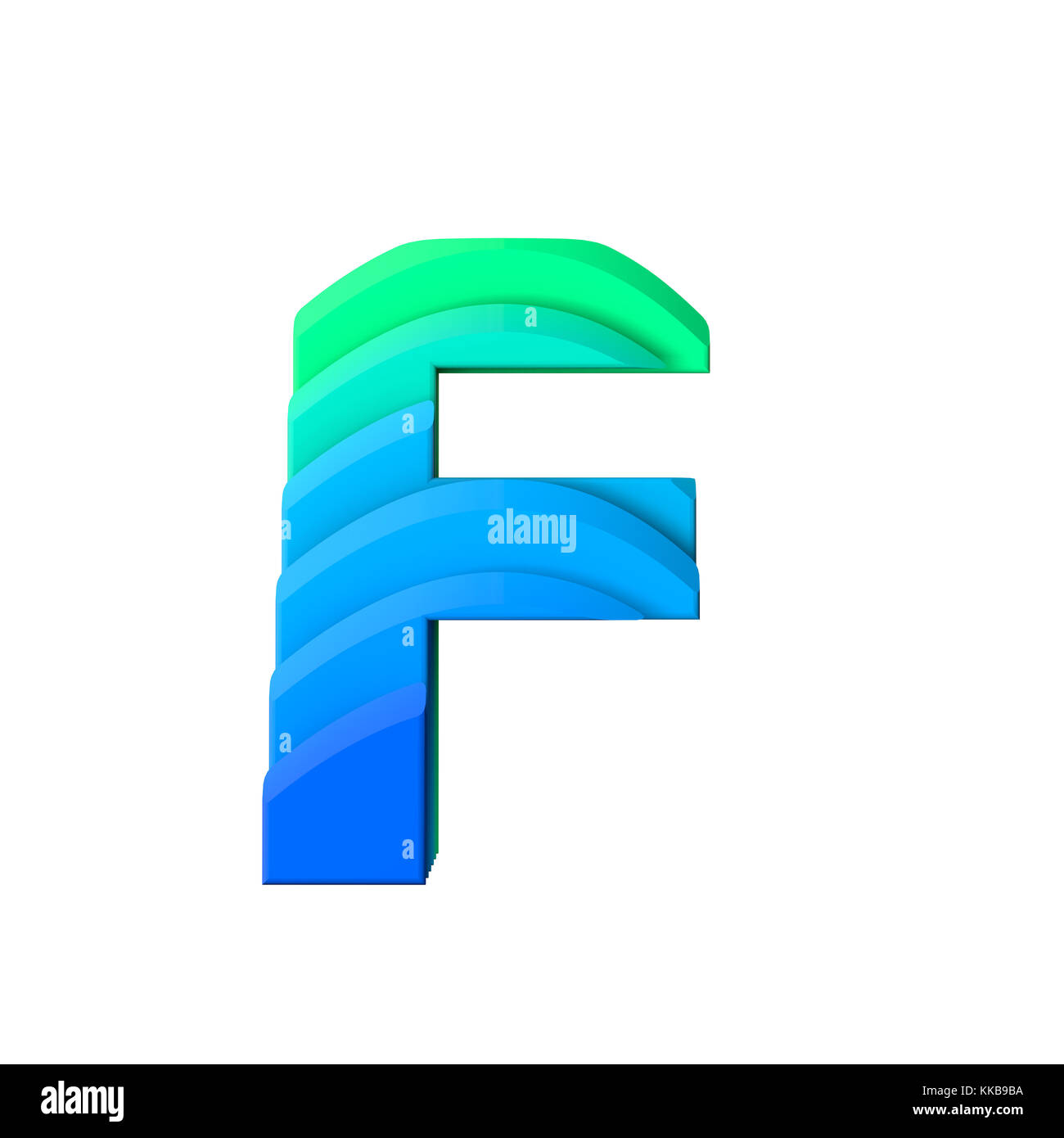 Letter F. Layered wave effect character type. 3D Rendering Stock Photo ...