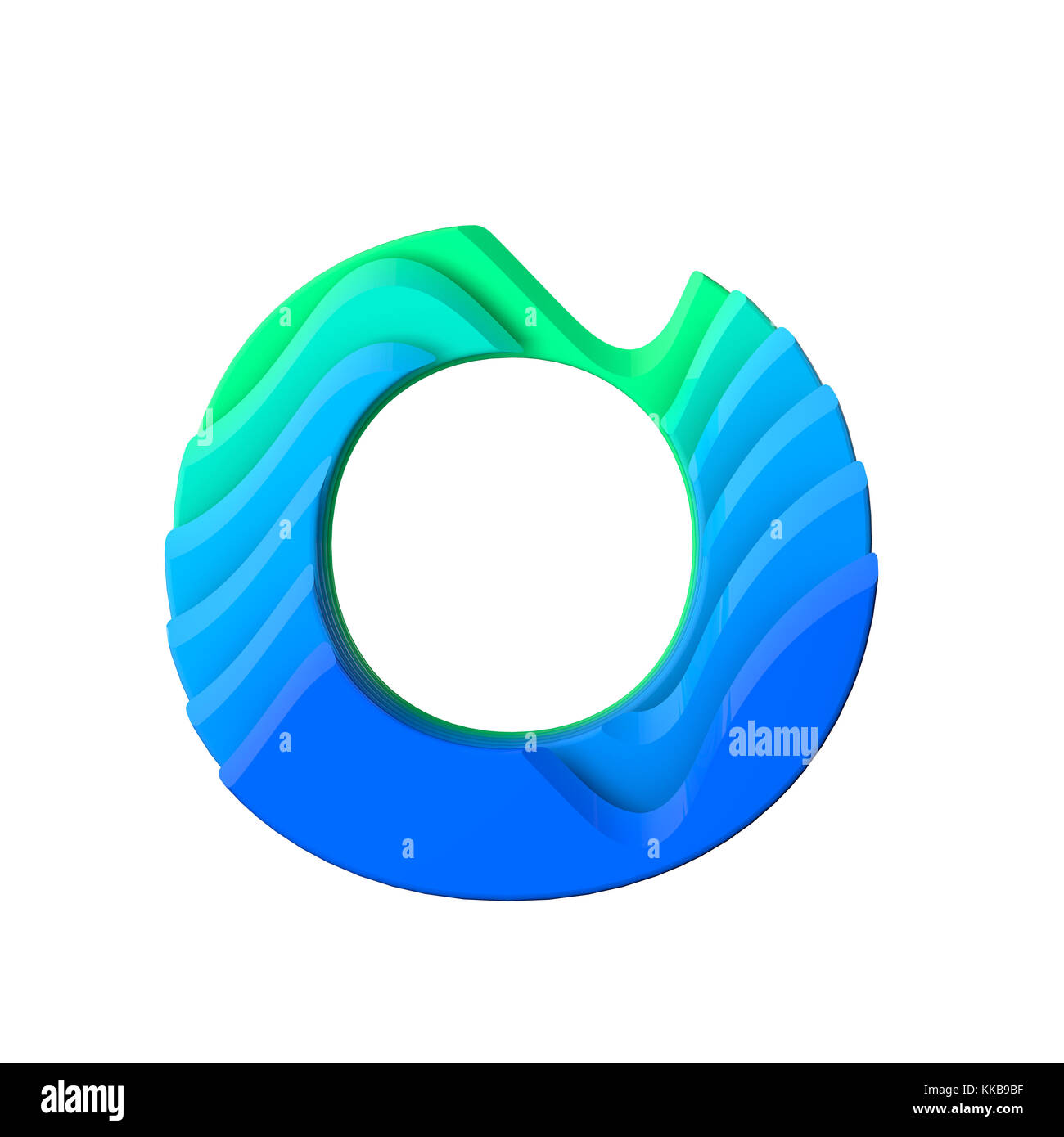 Letter O. Layered wave effect character type. 3D Rendering Stock Photo ...