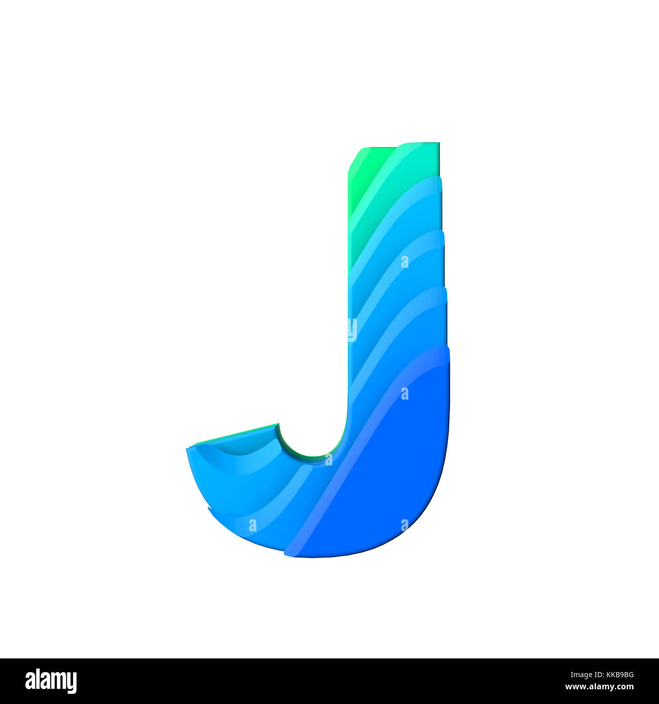 Letter J. Layered wave effect character type. 3D Rendering Stock Photo ...