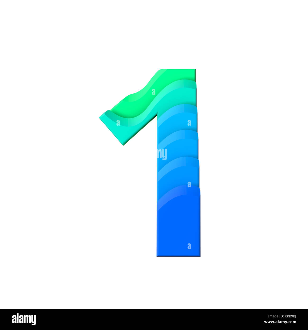 Number 1. Layered wave effect character type. 3D Rendering Stock Photo ...