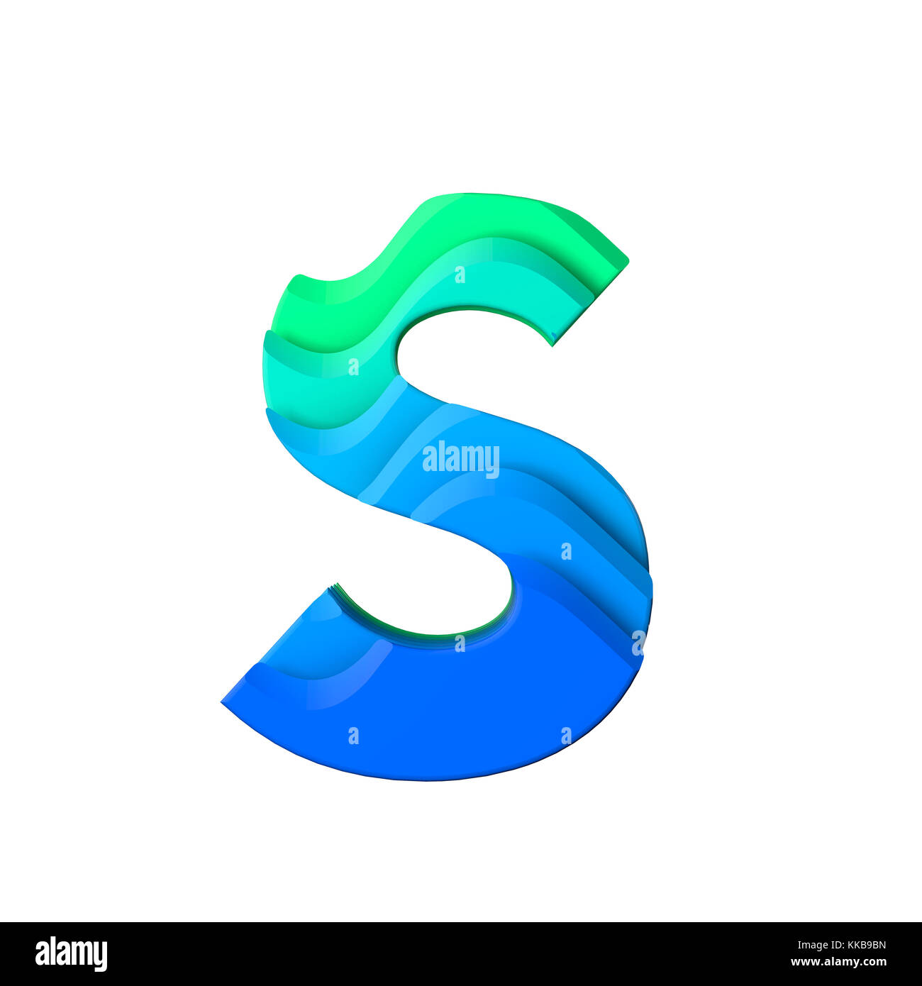Letter S. Layered wave effect character type. 3D Rendering Stock Photo ...