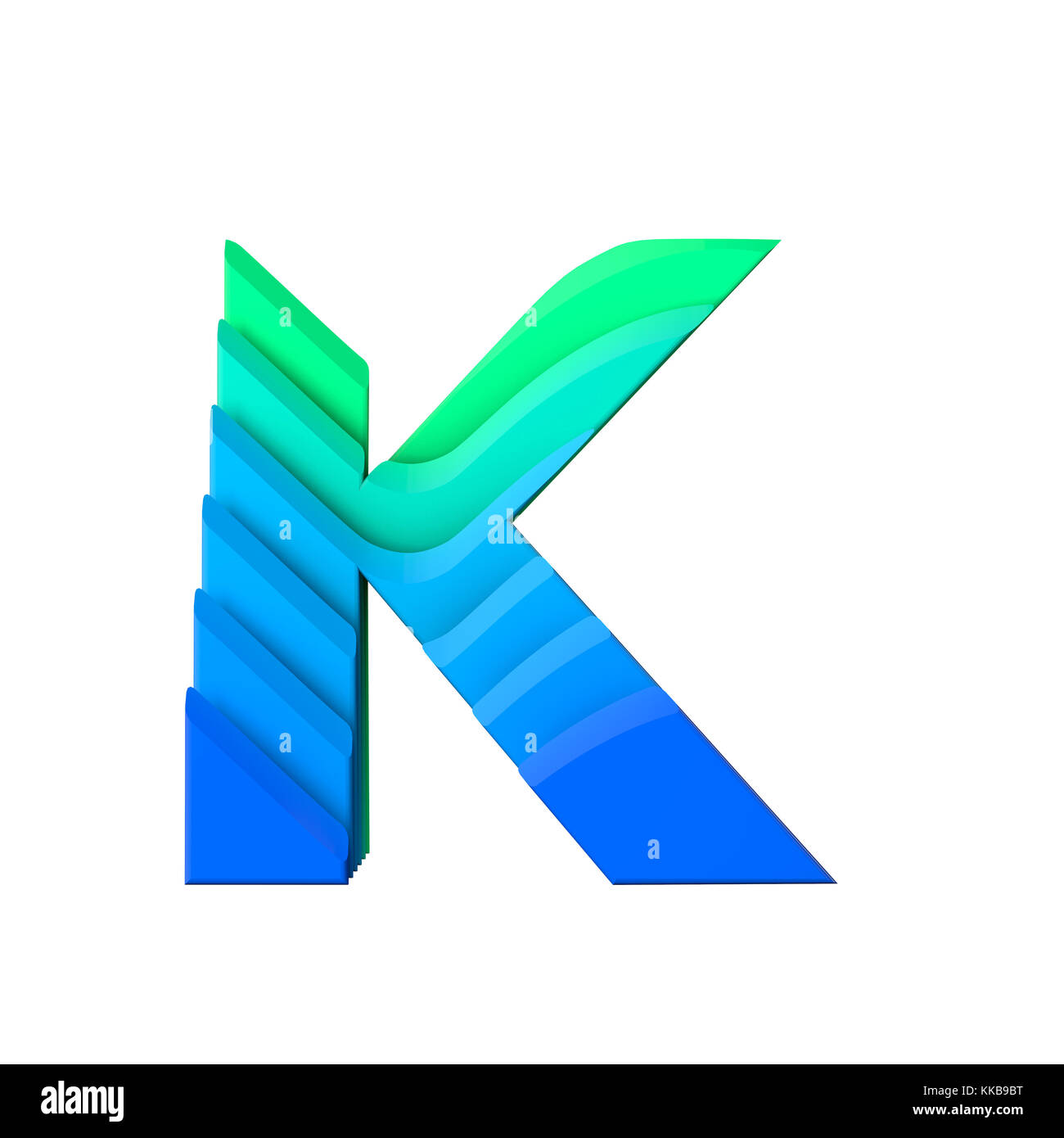 Letter K. Layered wave effect character type. 3D Rendering Stock Photo ...