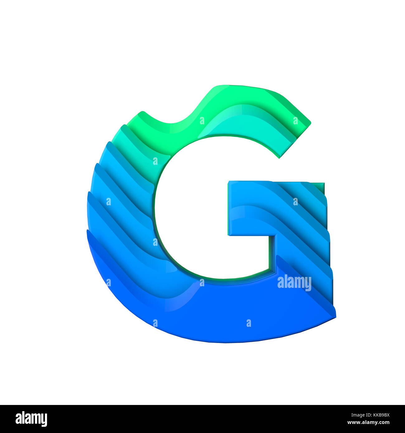 Letter G. Layered wave effect character type. 3D Rendering Stock Photo ...