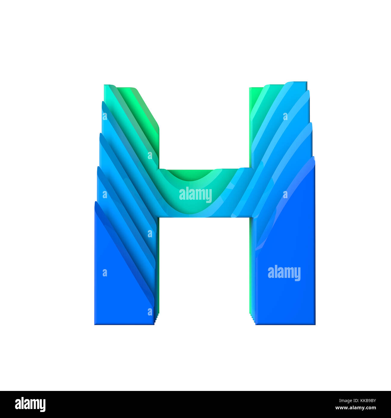 Letter H. Layered wave effect character type. 3D Rendering Stock Photo ...
