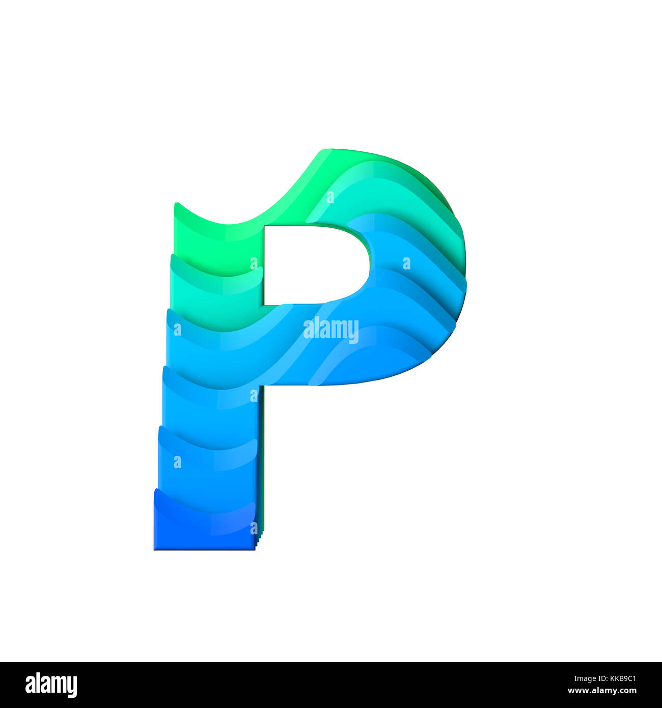 Letter P. Layered wave effect character type. 3D Rendering Stock Photo ...