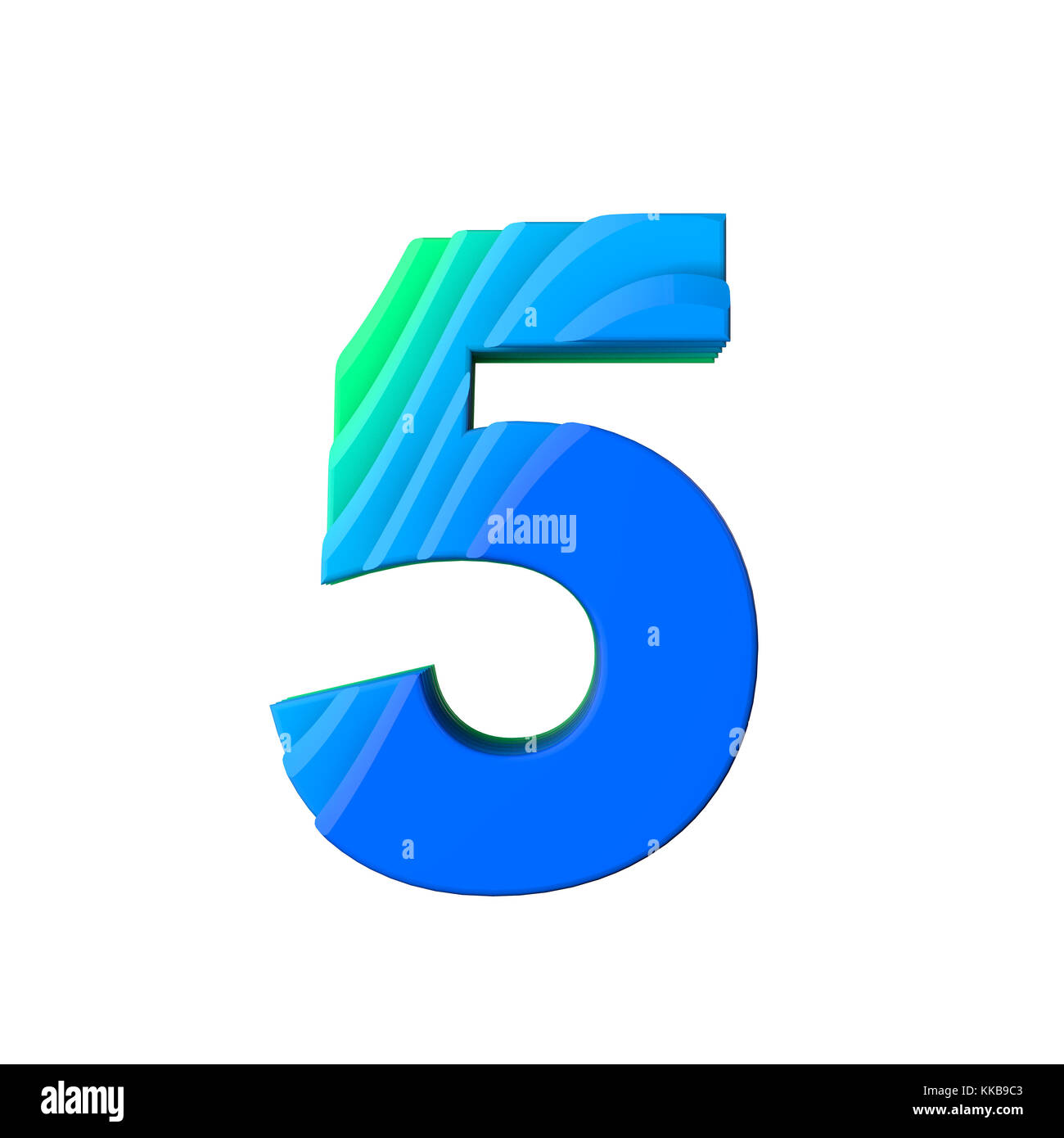 Number 5. Layered wave effect character type. 3D Rendering Stock Photo ...