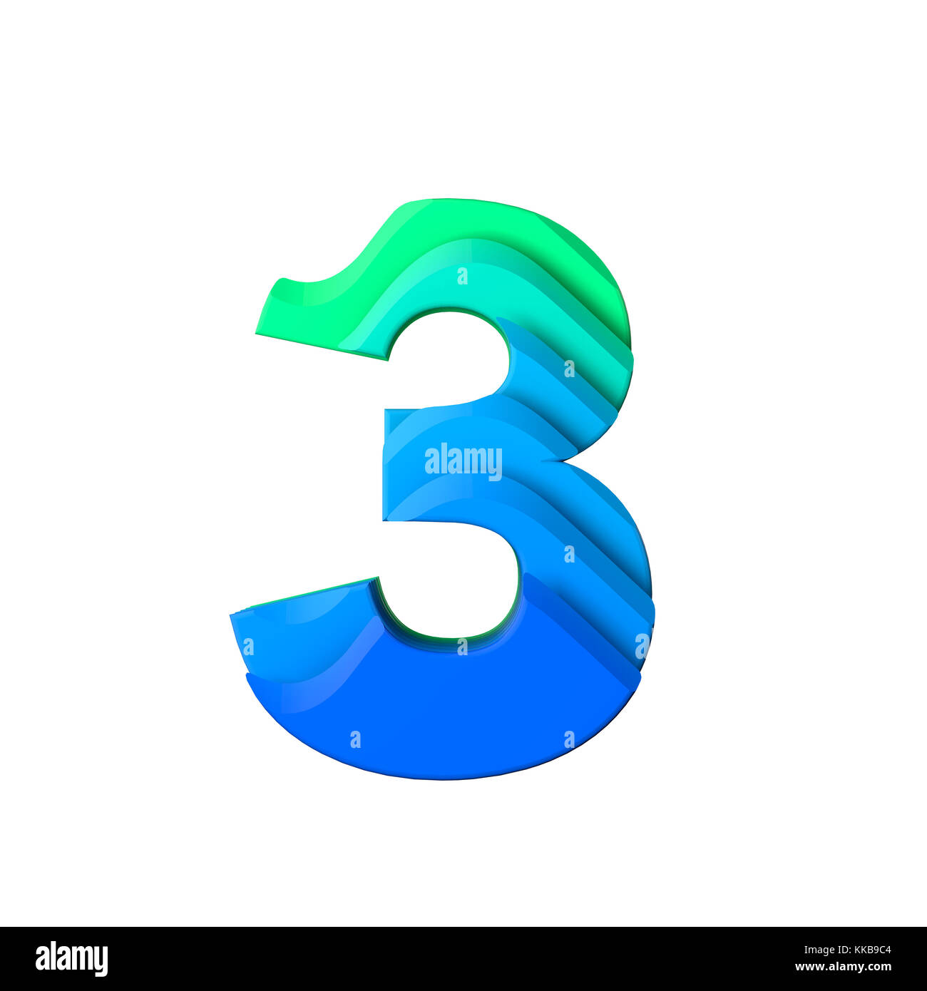 Number 3. Layered wave effect character type. 3D Rendering Stock Photo ...