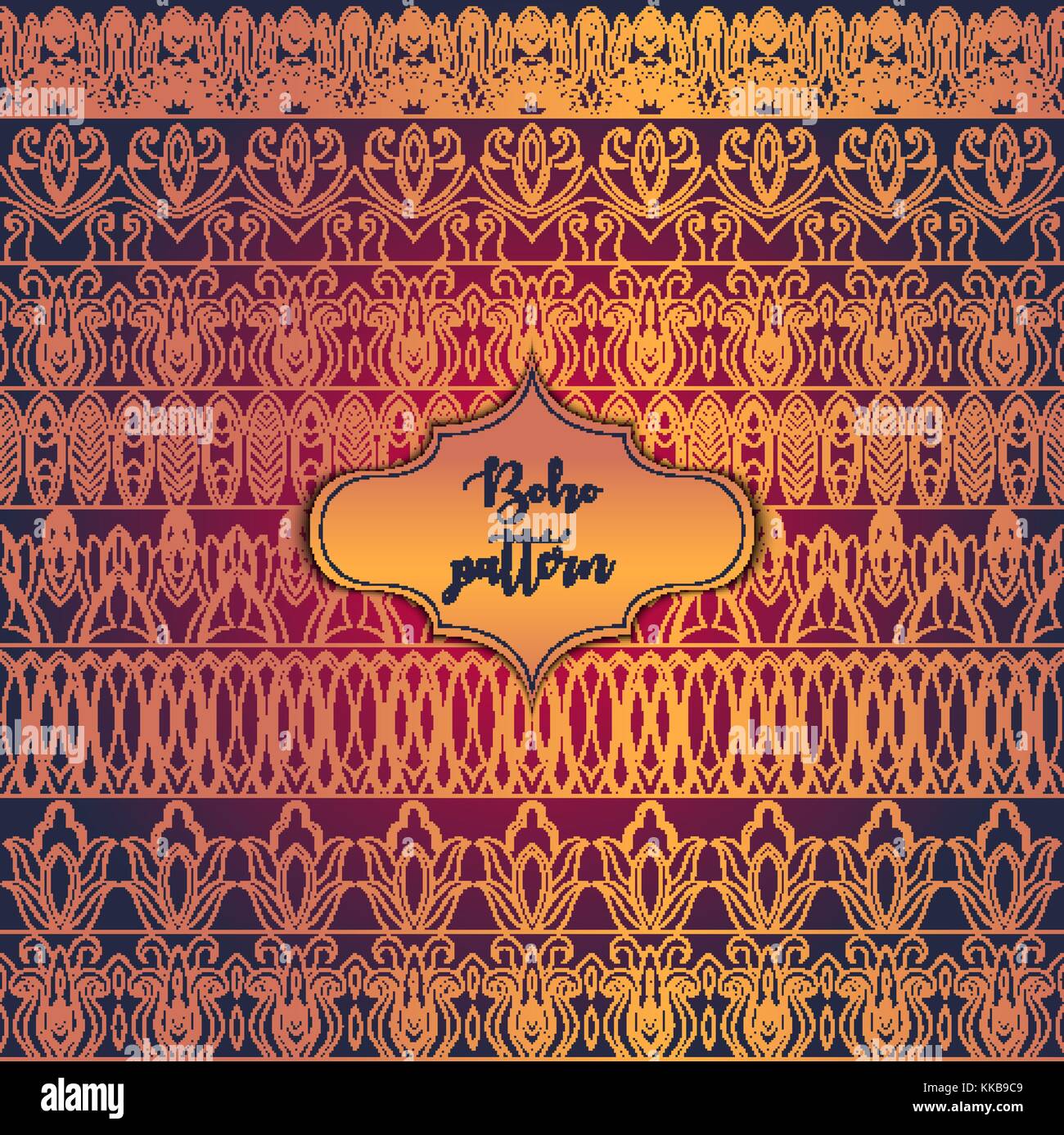 Vintage tribal seamless pattern. Ethnic boho floral elements Stock ...