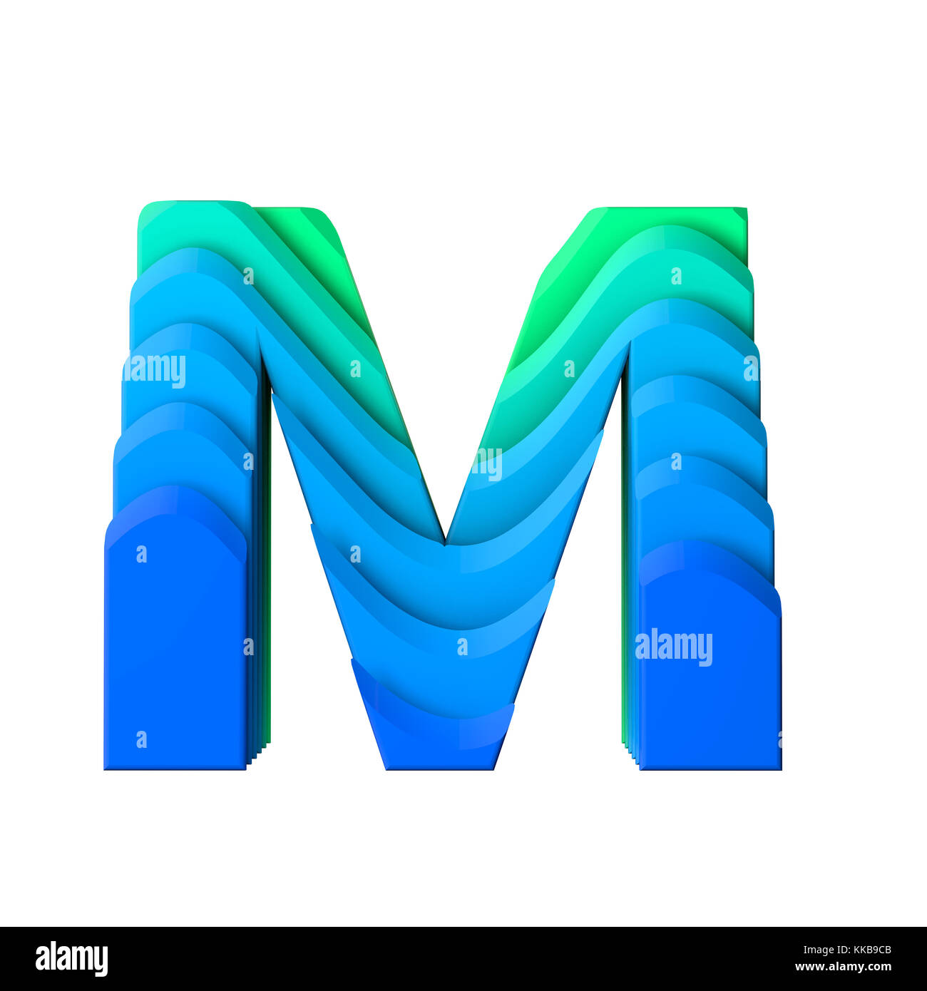 Letter M. Layered wave effect character type. 3D Rendering Stock Photo ...