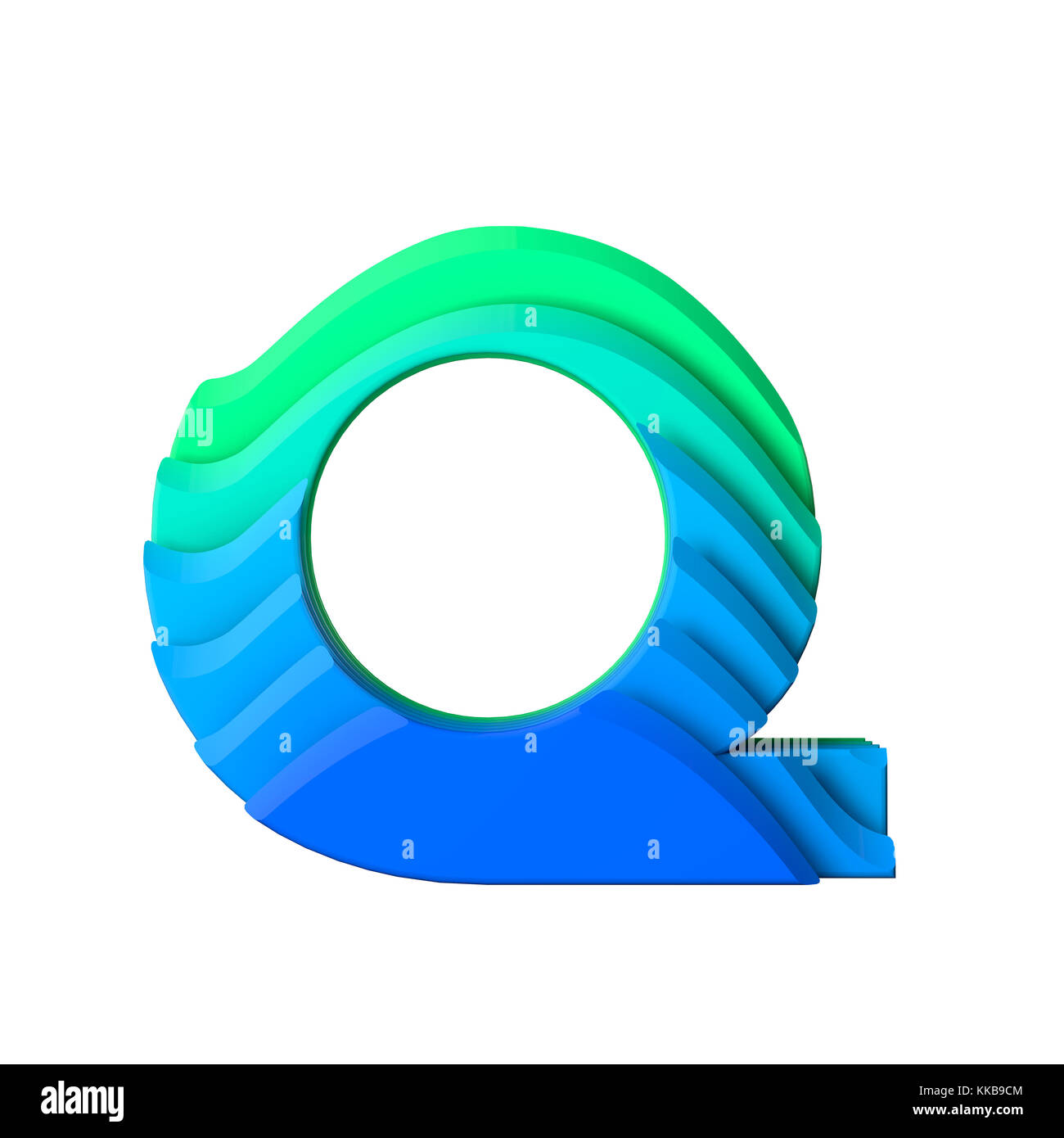 Letter Q. Layered wave effect character type. 3D Rendering Stock Photo ...