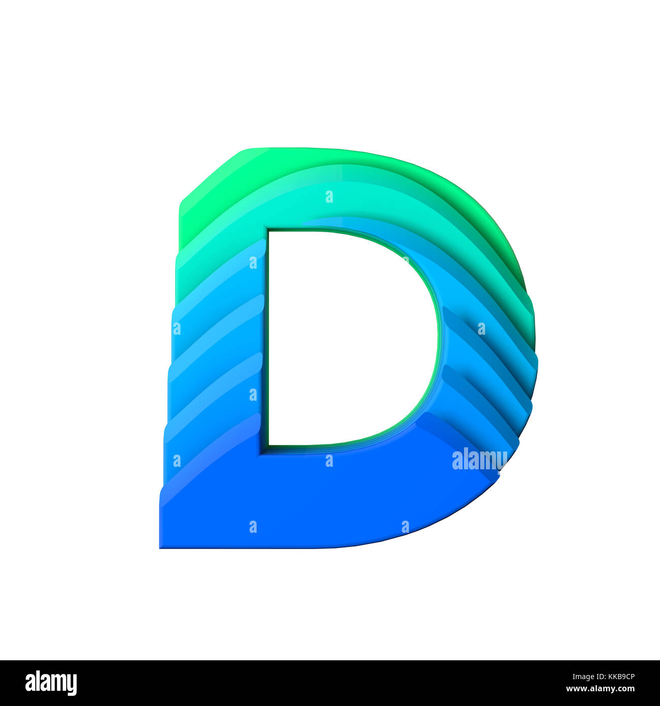 Letter D. Layered wave effect character type. 3D Rendering Stock Photo ...