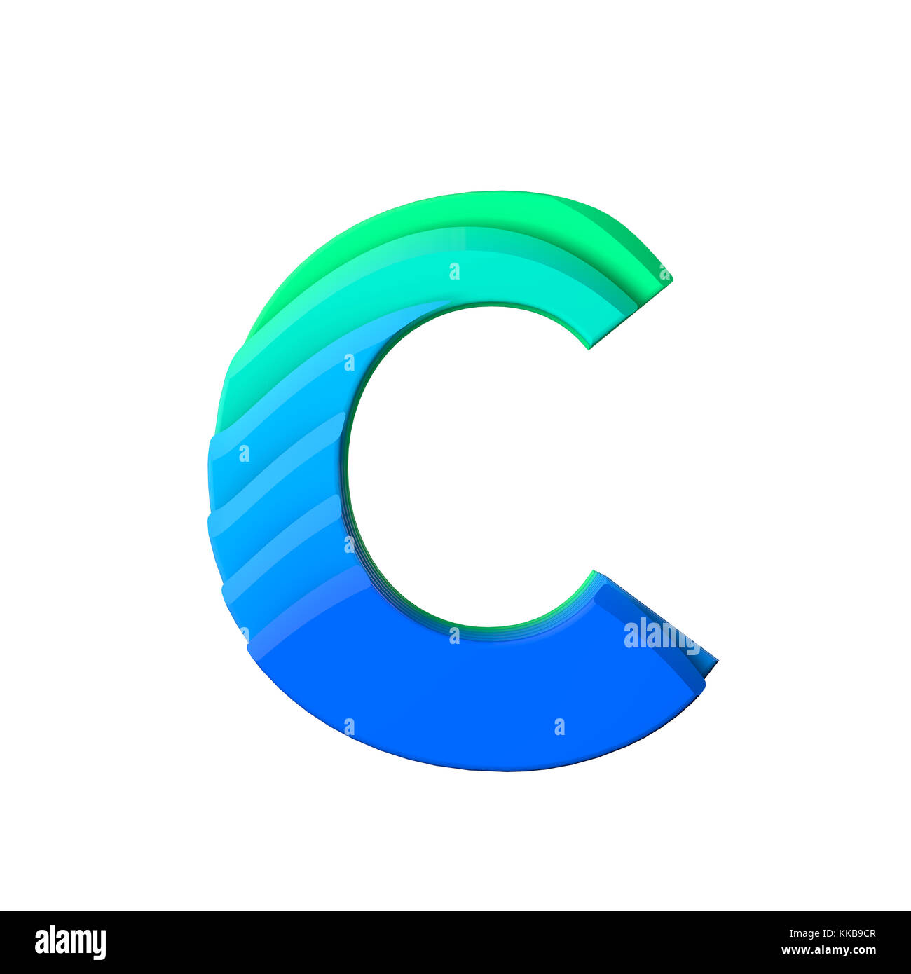 Letter C. Layered wave effect character type. 3D Rendering Stock Photo ...