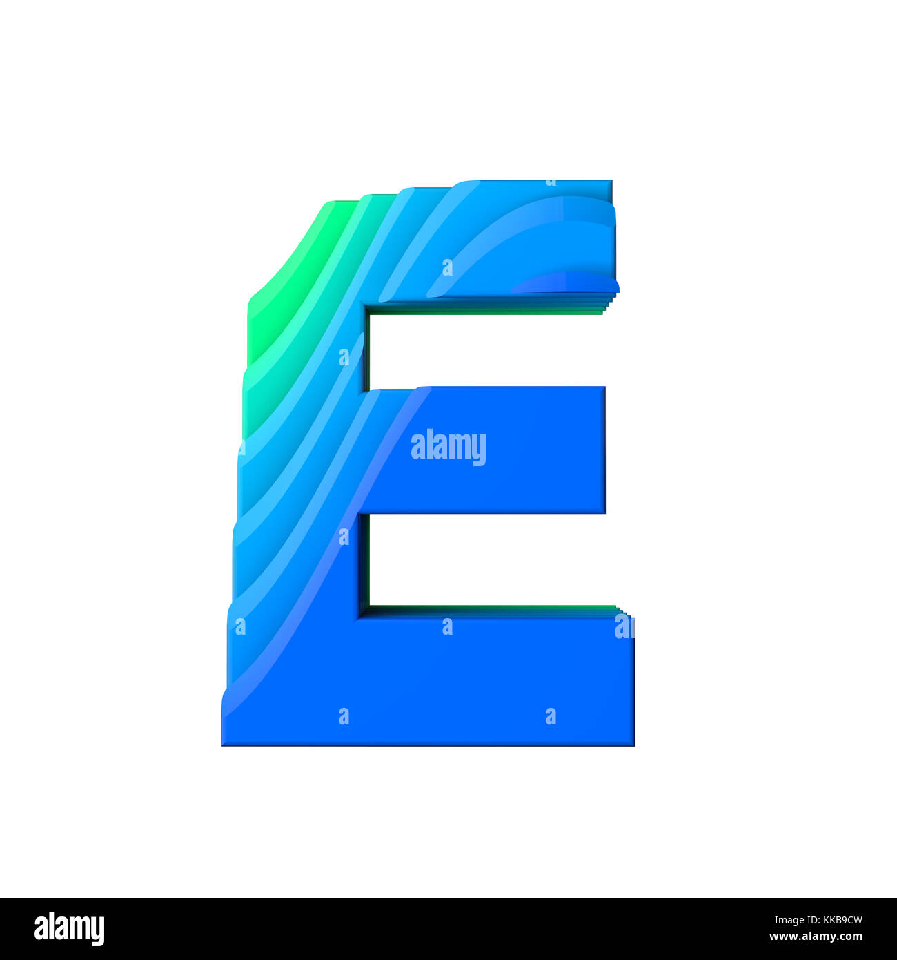 Letter E. Layered wave effect character type. 3D Rendering Stock Photo ...