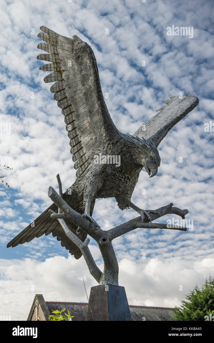 Sculpture of a Red Kite displayed at Llanwrtyd Wells, Powys, Wales, UK ...