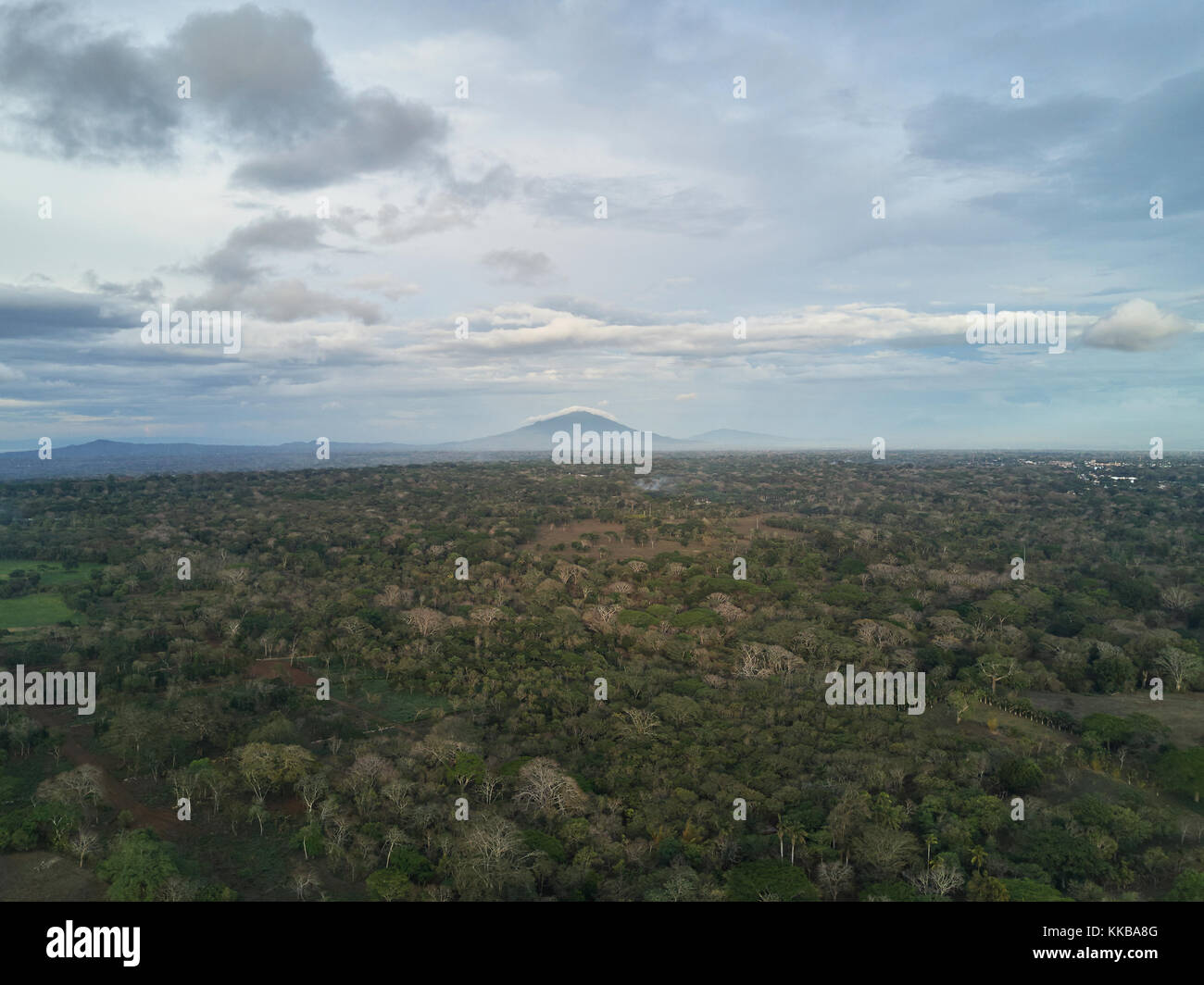 Nicaragua aerial landscape with mombacho volcano. Rainforest view from ...