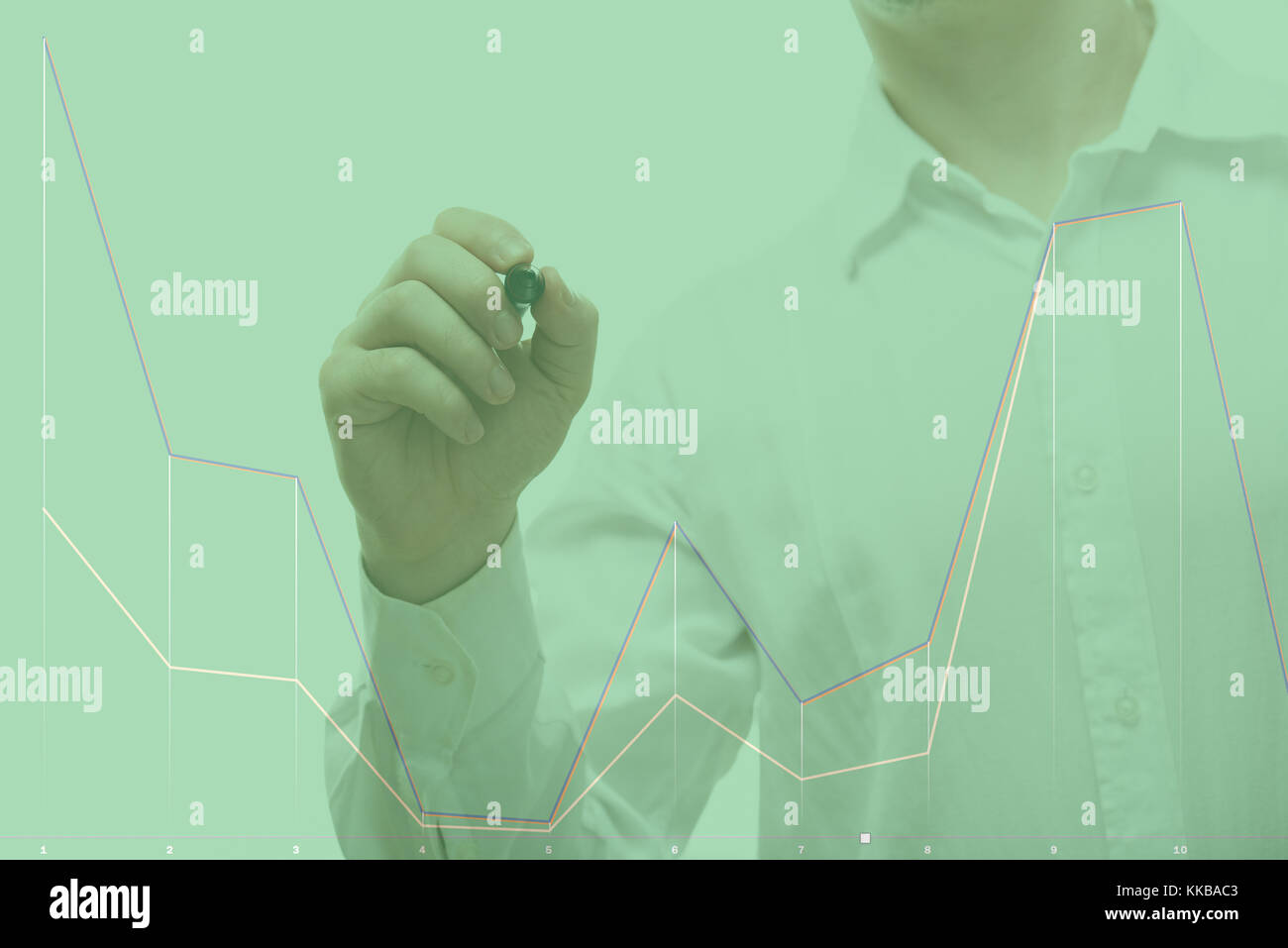 Business growing plan man draw with marker. Businessman making chart ...