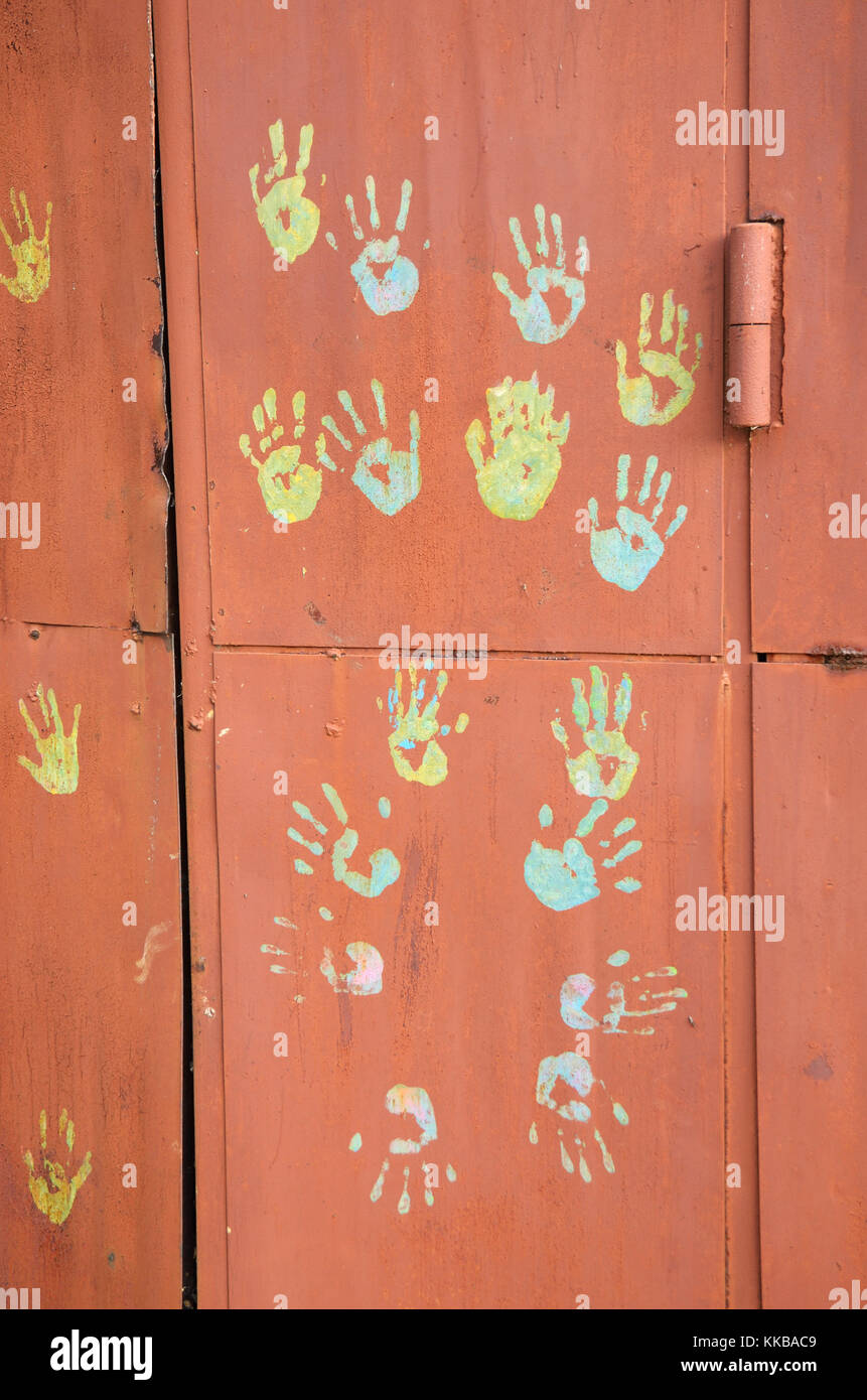 Door with handprints hi-res stock photography and images - Alamy