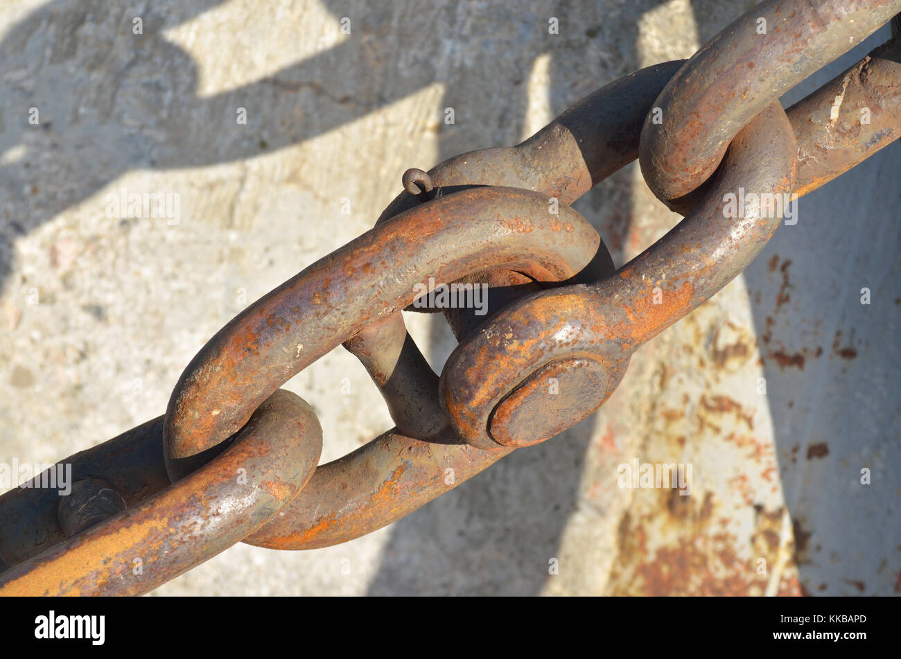 Sturdy metal chain at the dock.It is used for mooring ships Stock Photo ...