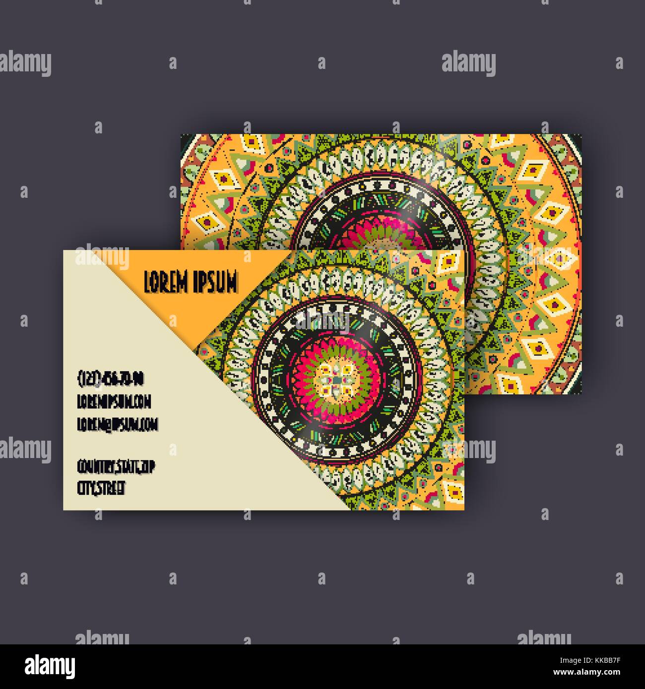 Vector vintage visiting card set. Floral mandala pattern and ornaments ...