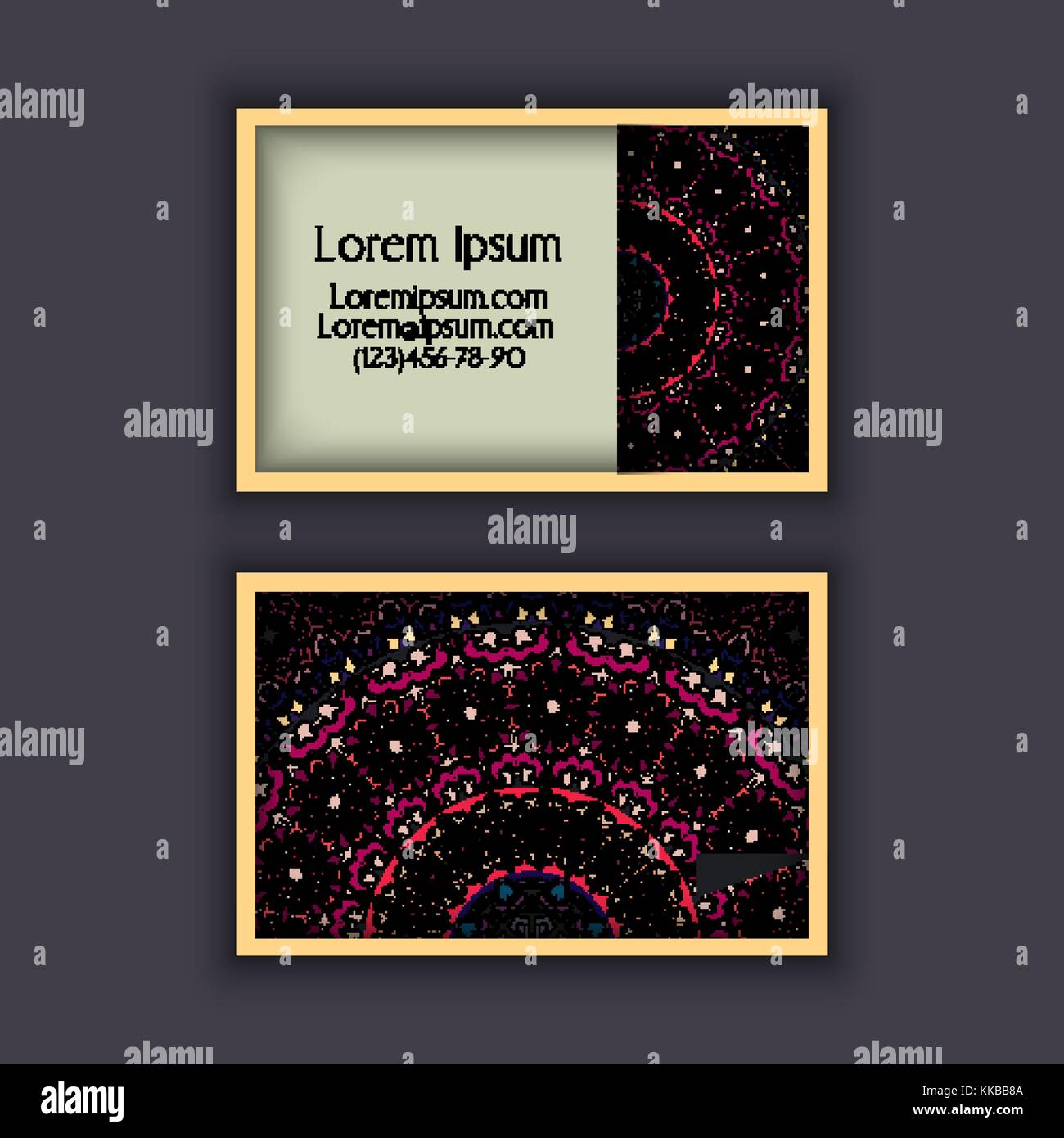 Vector vintage visiting card set. Floral mandala pattern and ornaments ...