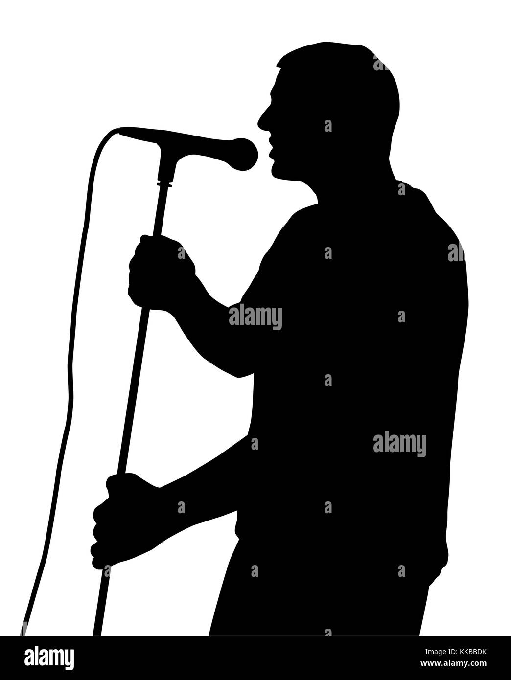 Young singer singing microphone Black and White Stock Photos & Images ...