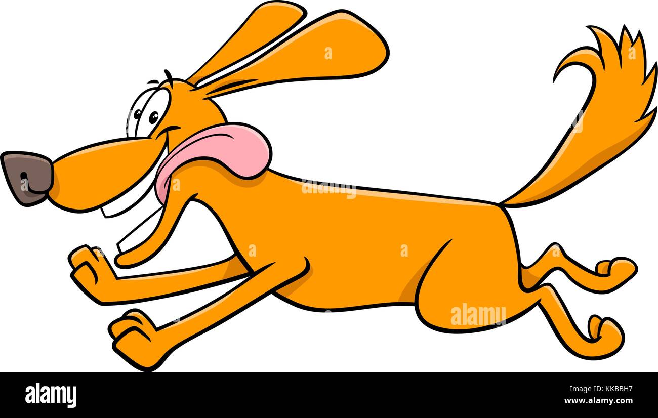 Cartoon Illustration of Happy Running Dog Animal Comic Character Stock ...