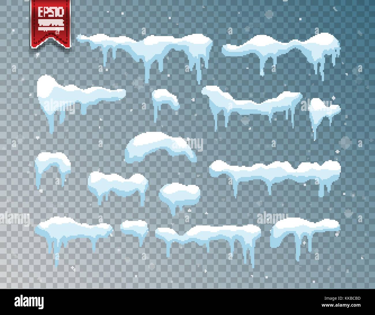 Snow, ice cap. Snowfall with snowflakes. Winter season. Isolated on ...
