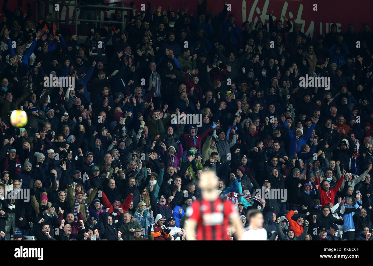 Burnley fans celebrate their victory after the final whistle during the ...