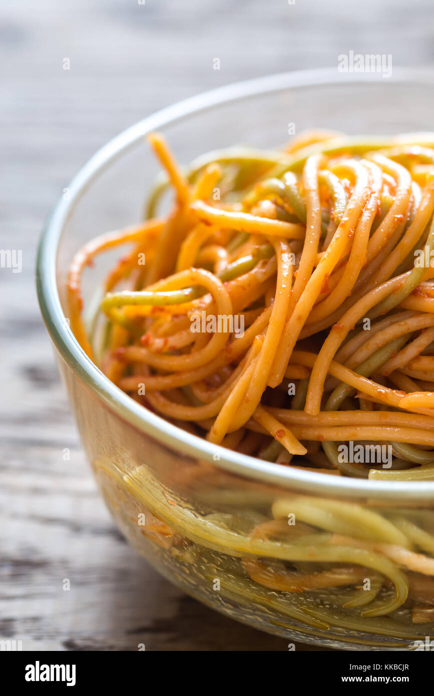 Bowl of colorful spaghetti Stock Photo - Alamy