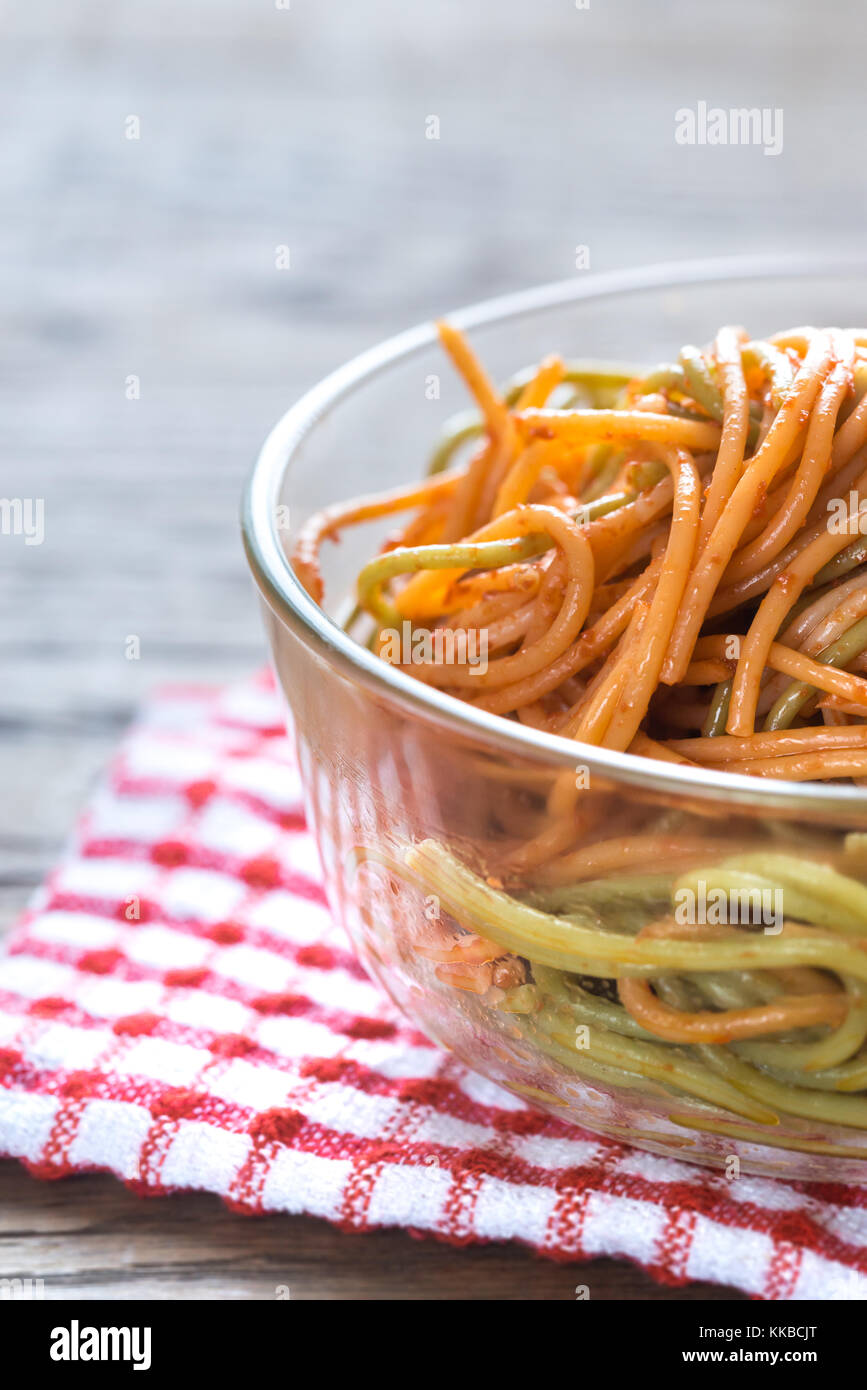 Bowl of colorful spaghetti Stock Photo - Alamy