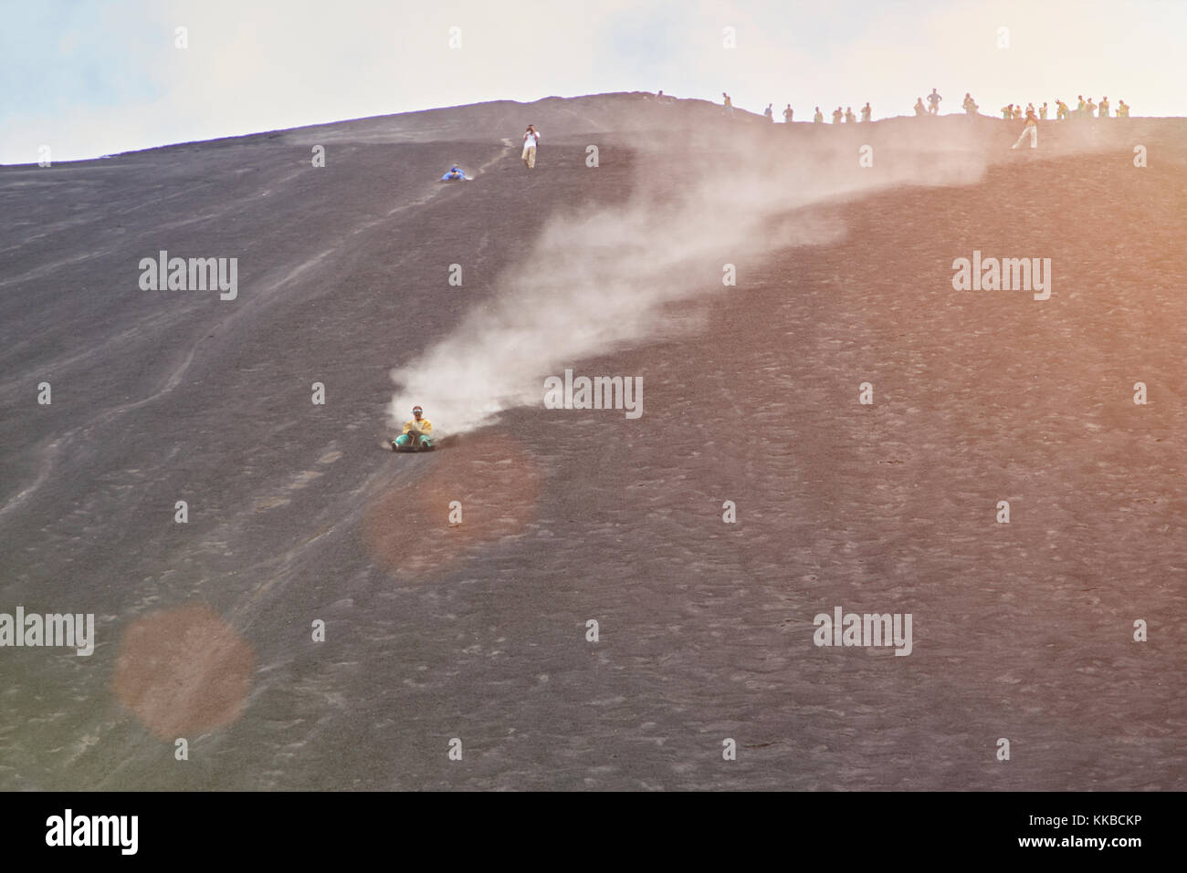 Volcano boarding extreme activity in Nicaragua Stock Photo - Alamy